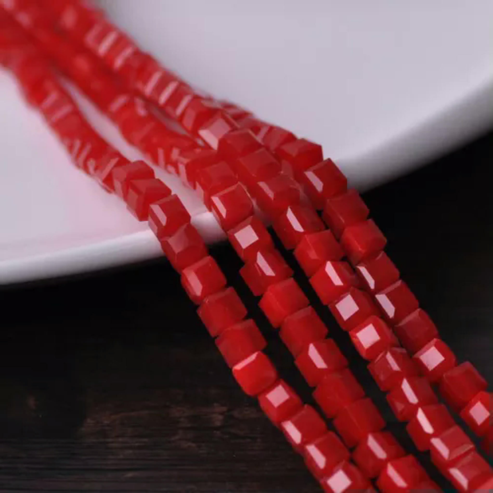 U8MO 50pcs 6mm Cube Faceted Cut Crystal Glass Loose Beads Lot for ...