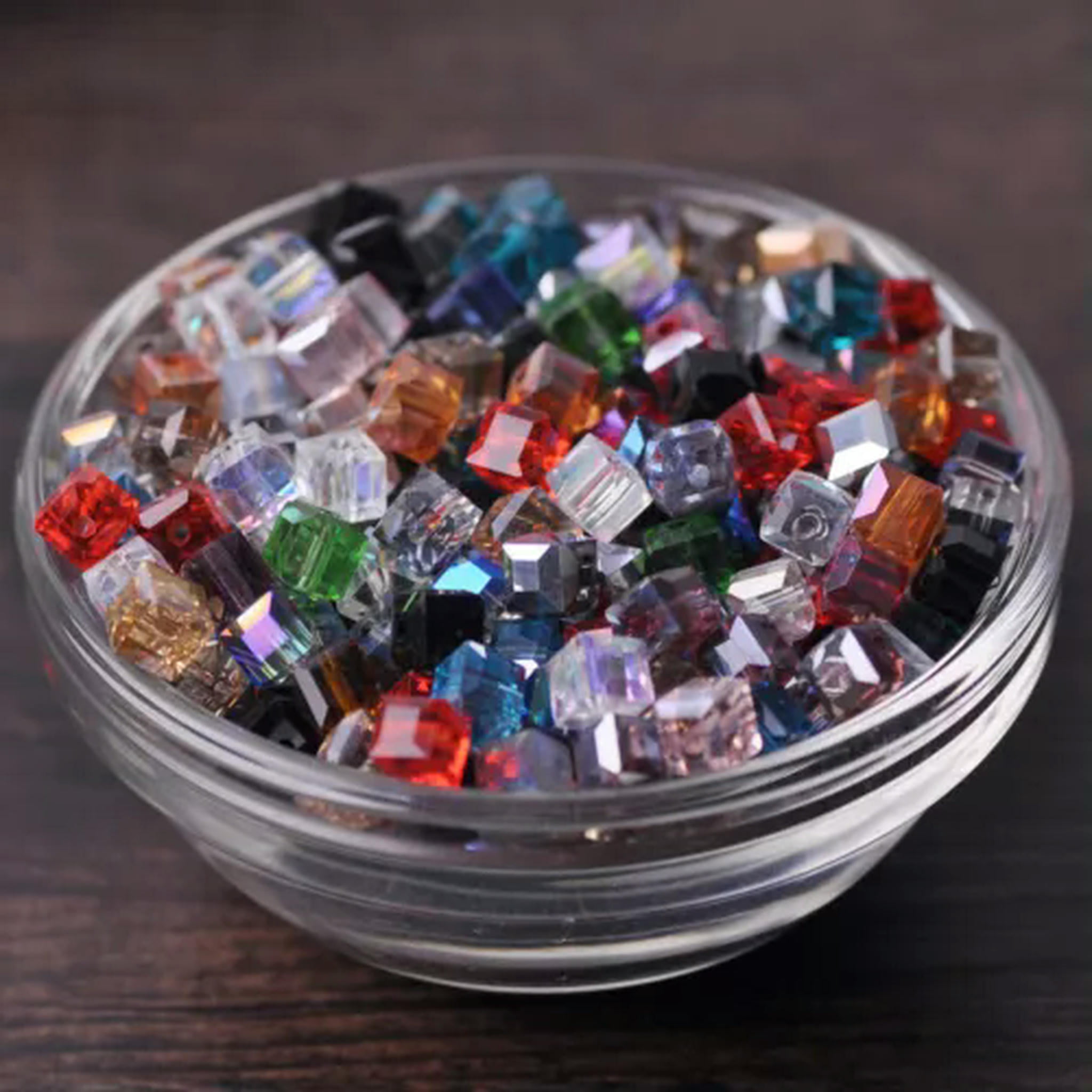 U8MO 50pcs 6mm Cube Faceted Cut Crystal Glass Loose Beads Lot for ...