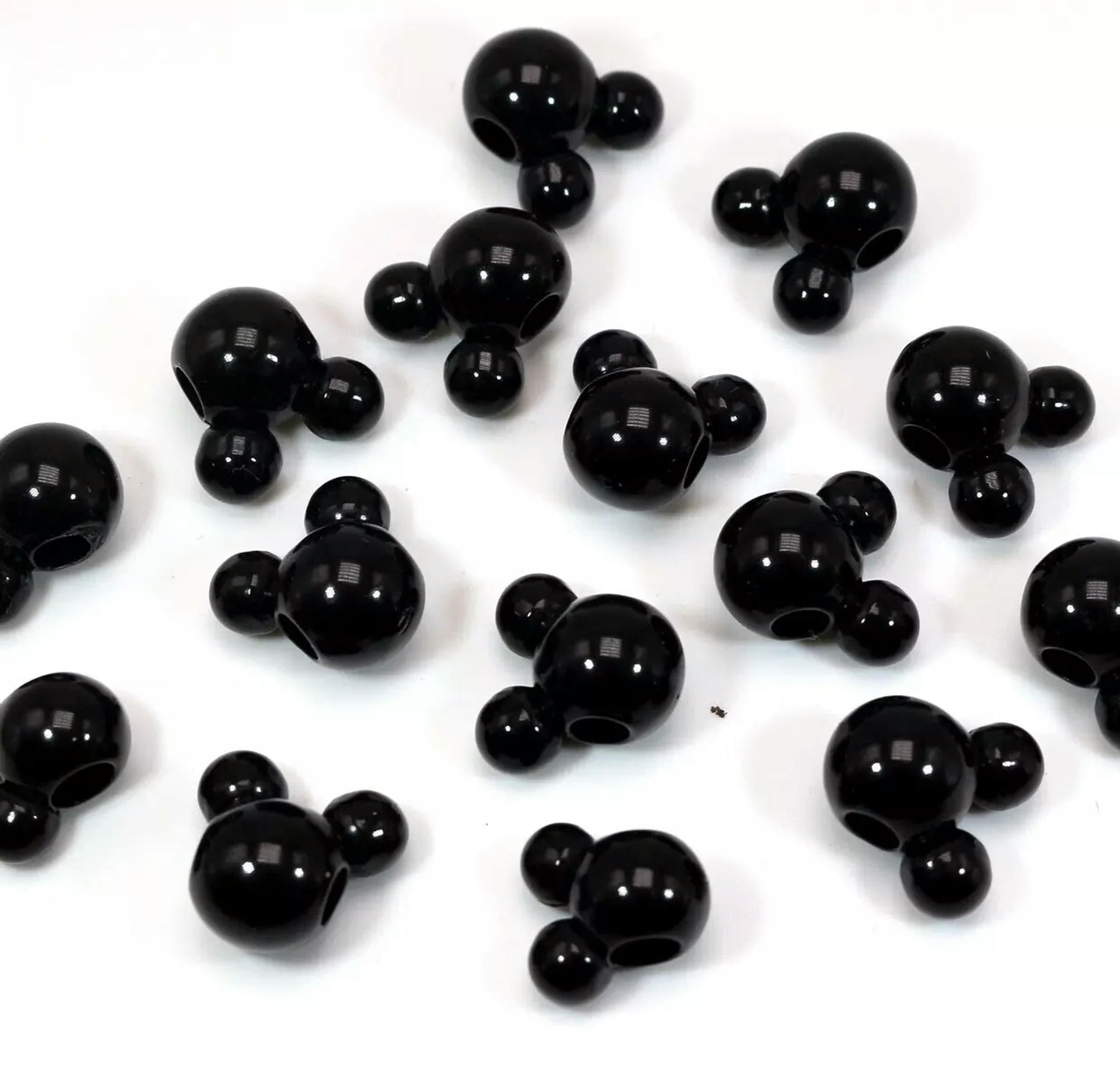 U8MO 50pcs Black Color Acrylic Mouse Face Charm Beads 16mm With Large ...