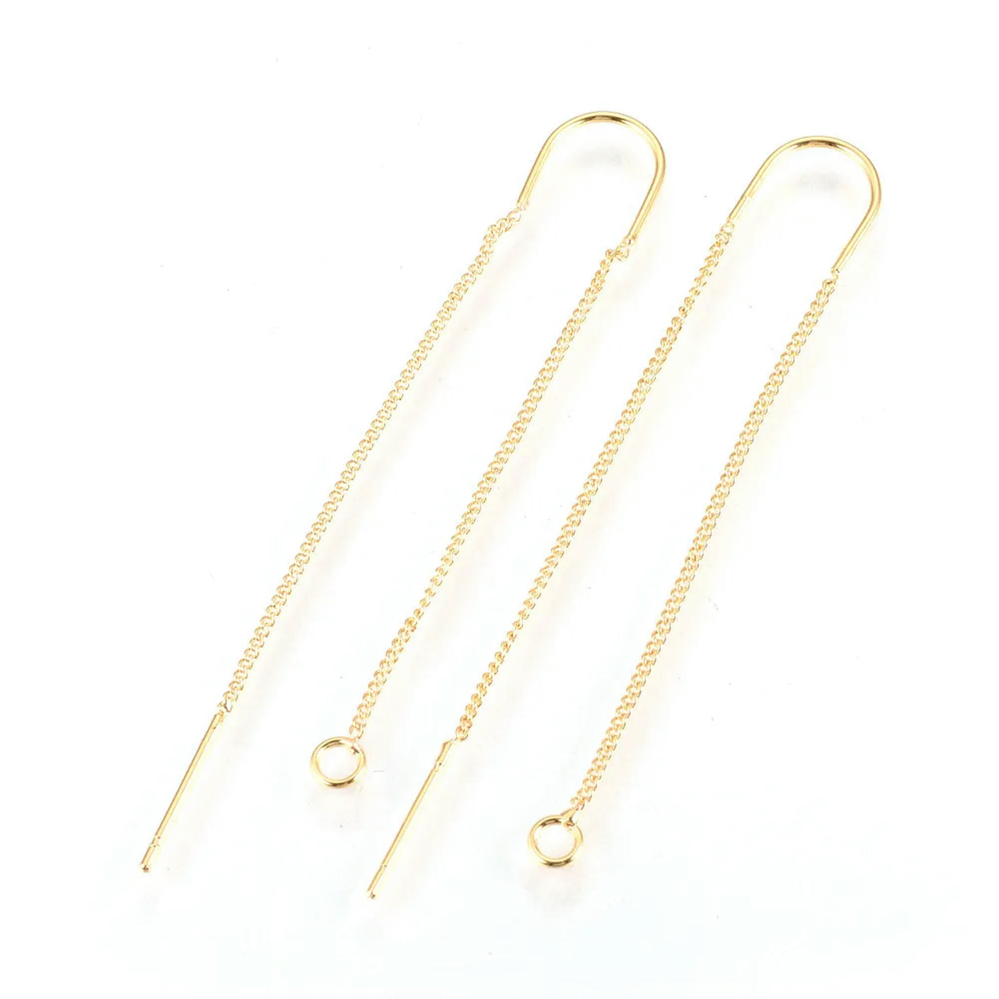 U8MO 50pcs Gold Plated Brass Threader Earring Findings Pull Through ...
