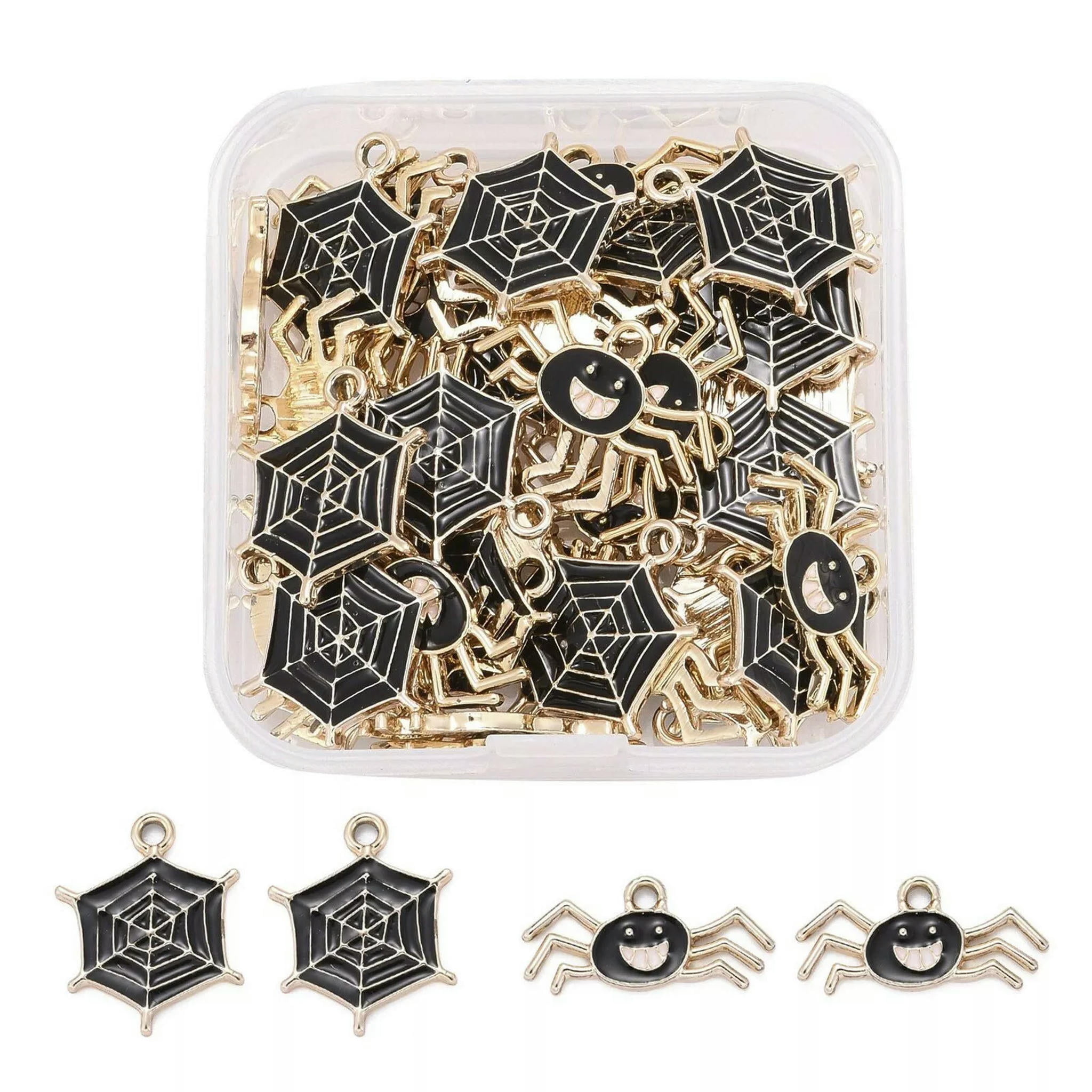 U8MO 50pcs Spider Alloy Enamel Pendants Spider Web Metal Hang Dangle ...