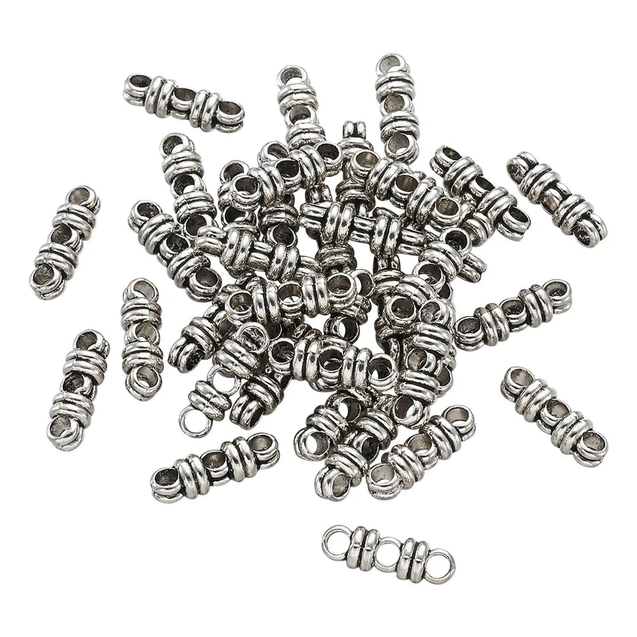 U8MO 50pcs Tibetan Silver Alloy Large Hole Spacer Bars 3-Hole Links ...