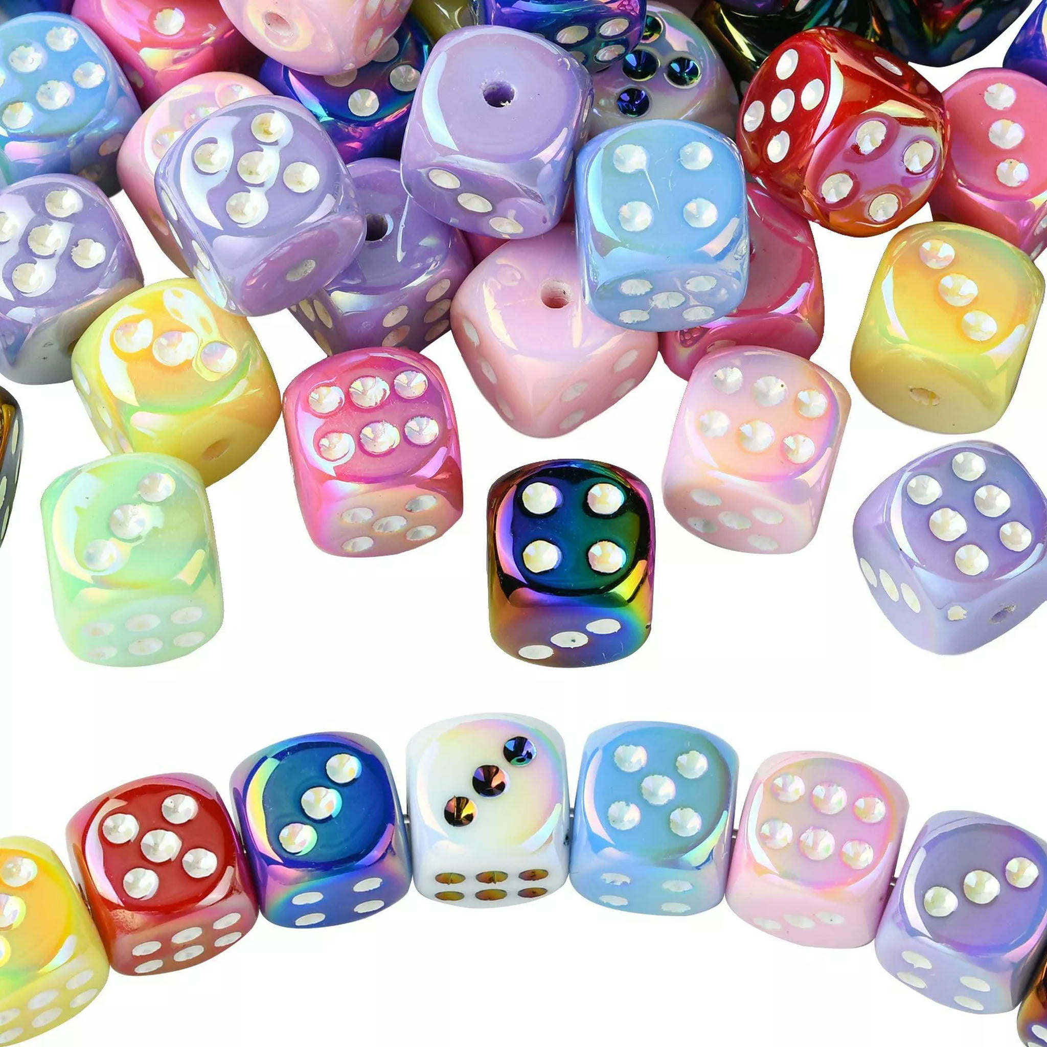 U8MO 50x Acrylic UV Plating Dice Spacer Cube Loose Beads for Bracelet ...