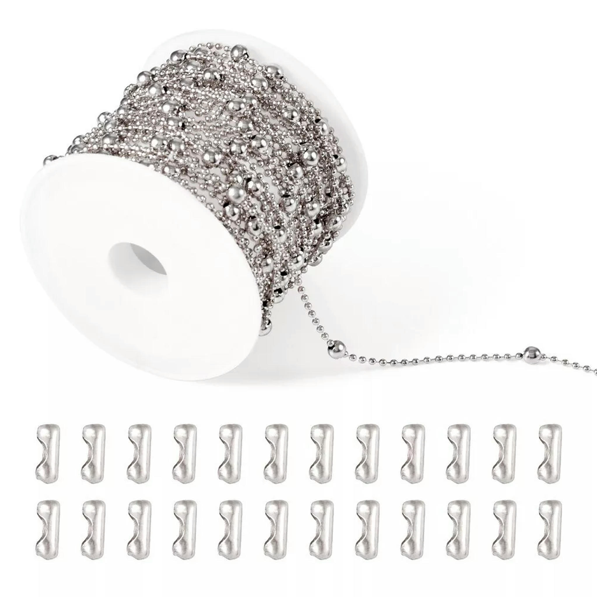 U8MO 5M 304 Stainless Steel Ball Chain Connectors For DIY Necklaces ...