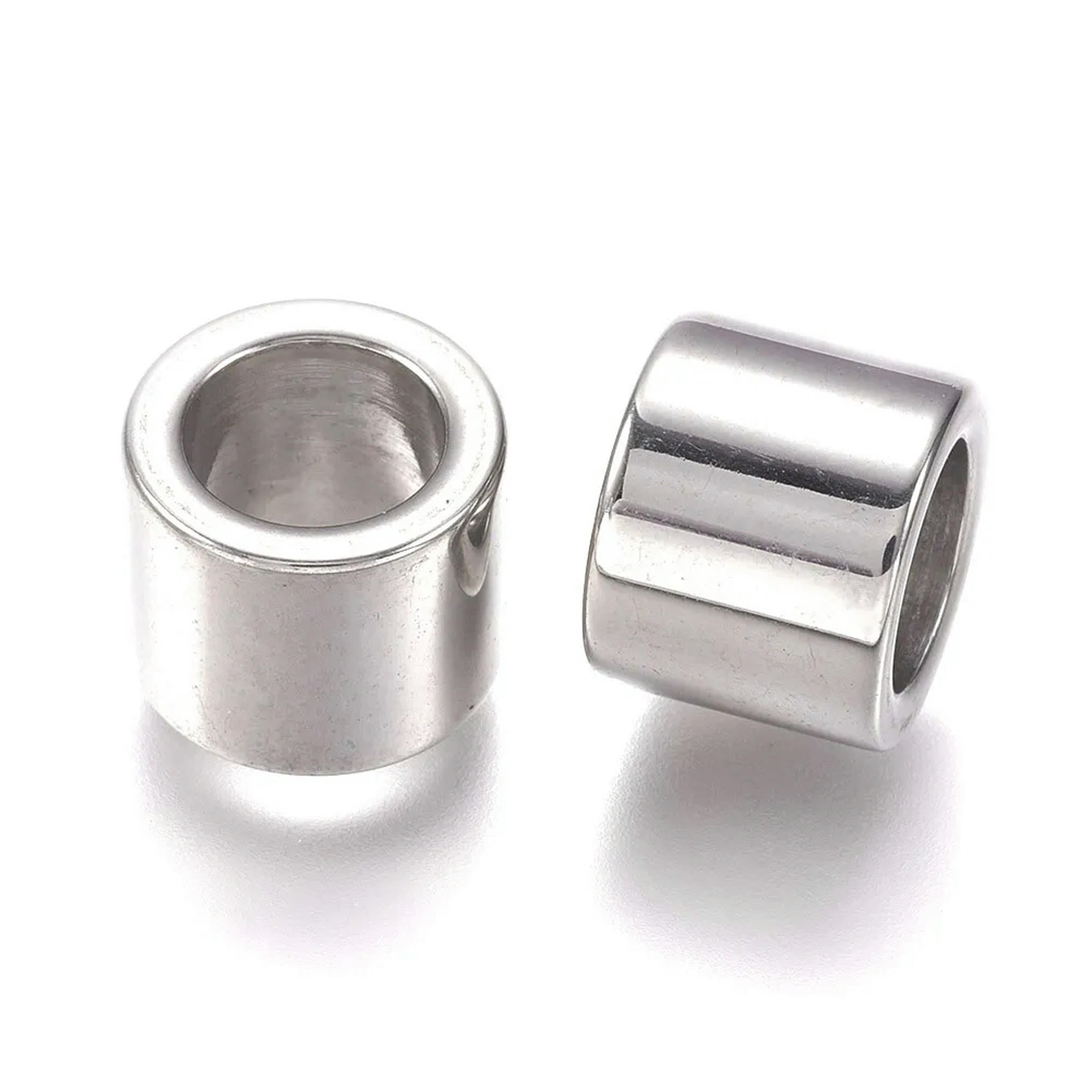 U8MO 5pc 304 Stainless Steel Column Large Hole Beads Smooth Metal ...