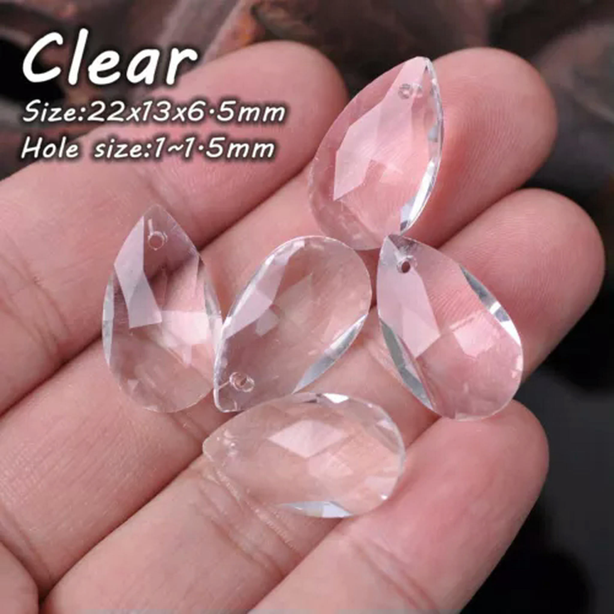 U8MO 5pcs Teardrop 22/28/38mm Faceted Crystal Glass Chandelier Prism ...