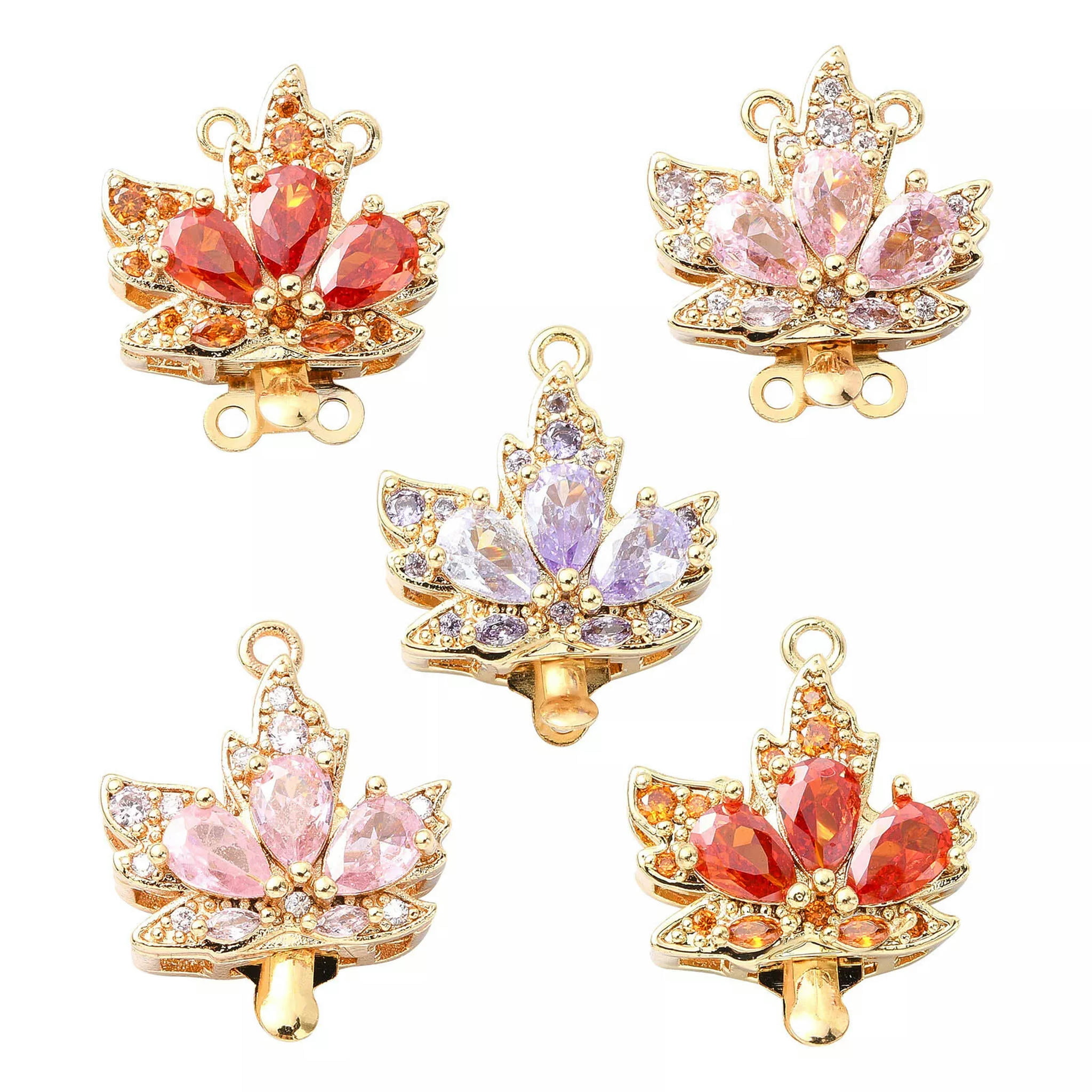 U8MO 5x Brass Glass Maple Leaf Multi-Strand Box Clasps for DIY Jewelry ...