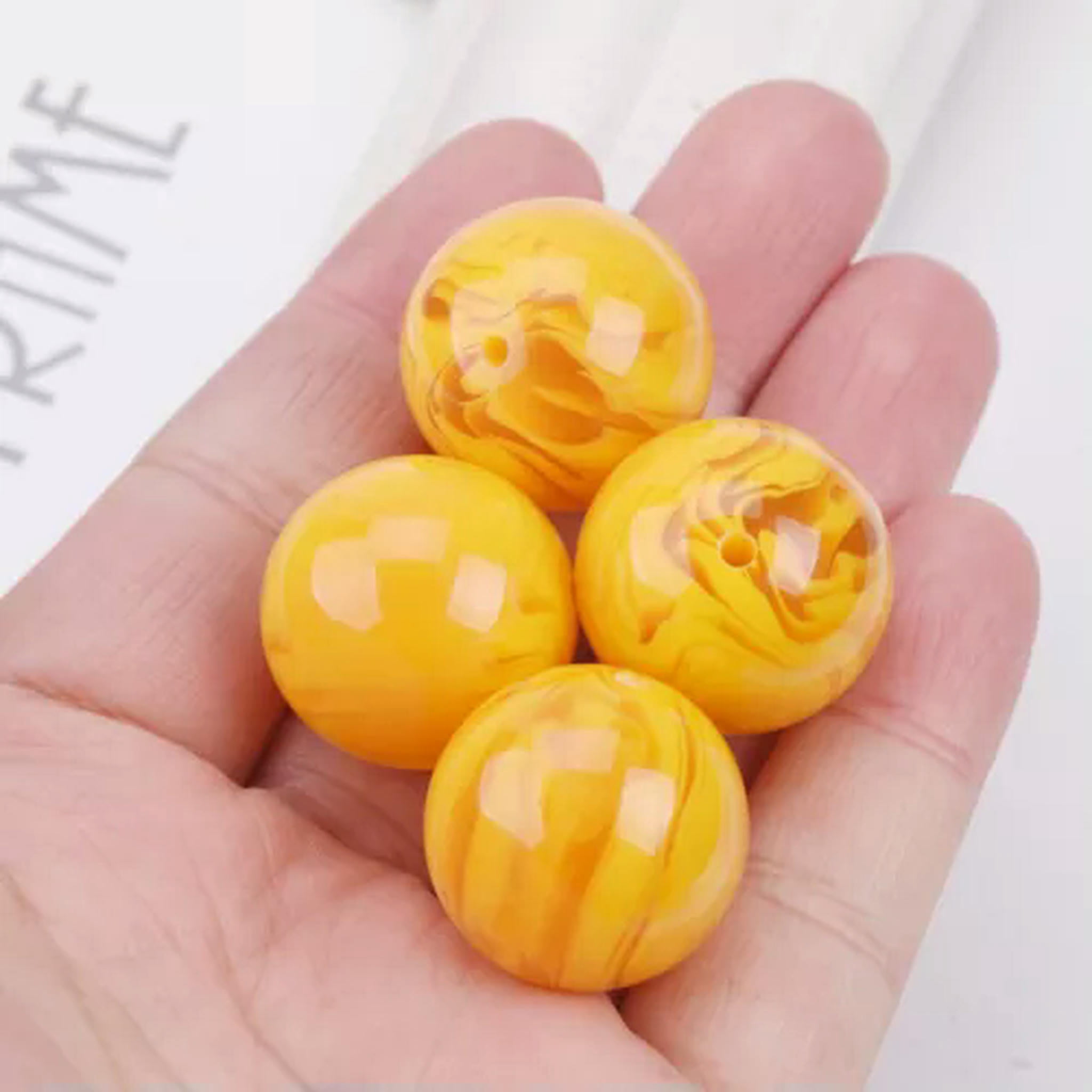 U8MO 6~25mm Antique Round Egg Yolk Artificial Amber Resin Loose Spacer ...