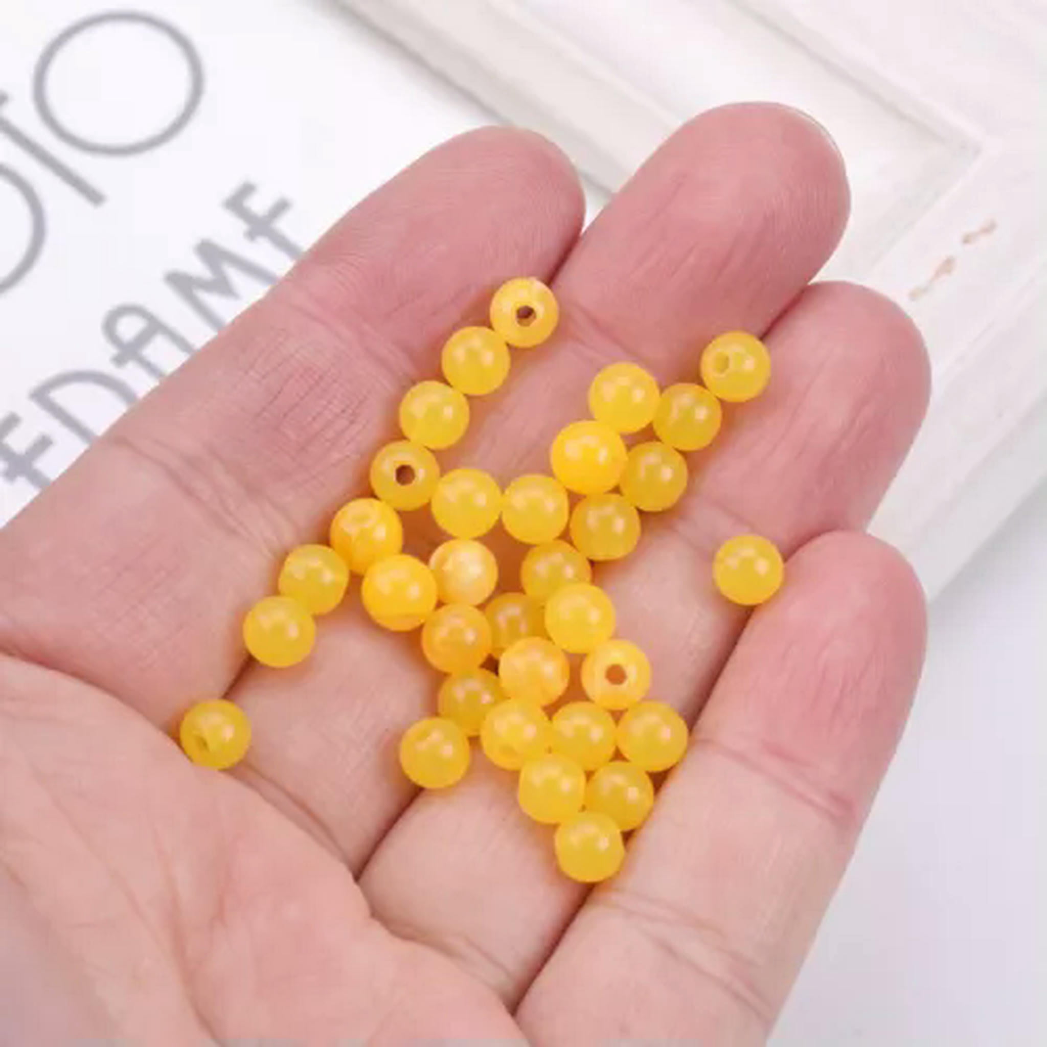 U8MO 6~25mm Antique Round Egg Yolk Artificial Amber Resin Loose Spacer ...