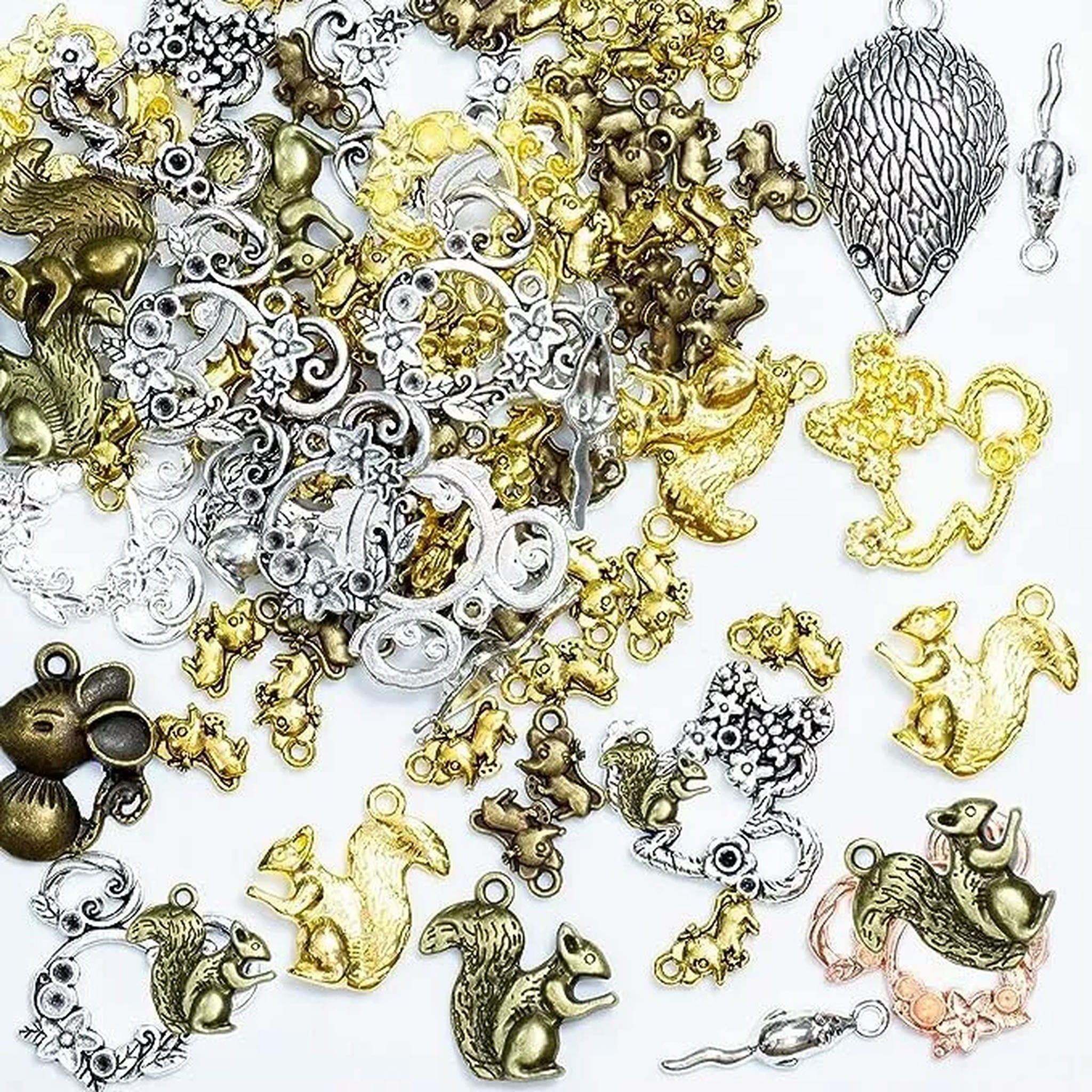 U8MO 6 Squirrel Charms Mouse Animal Pendants 2 Sided Wildlife Rodent ...