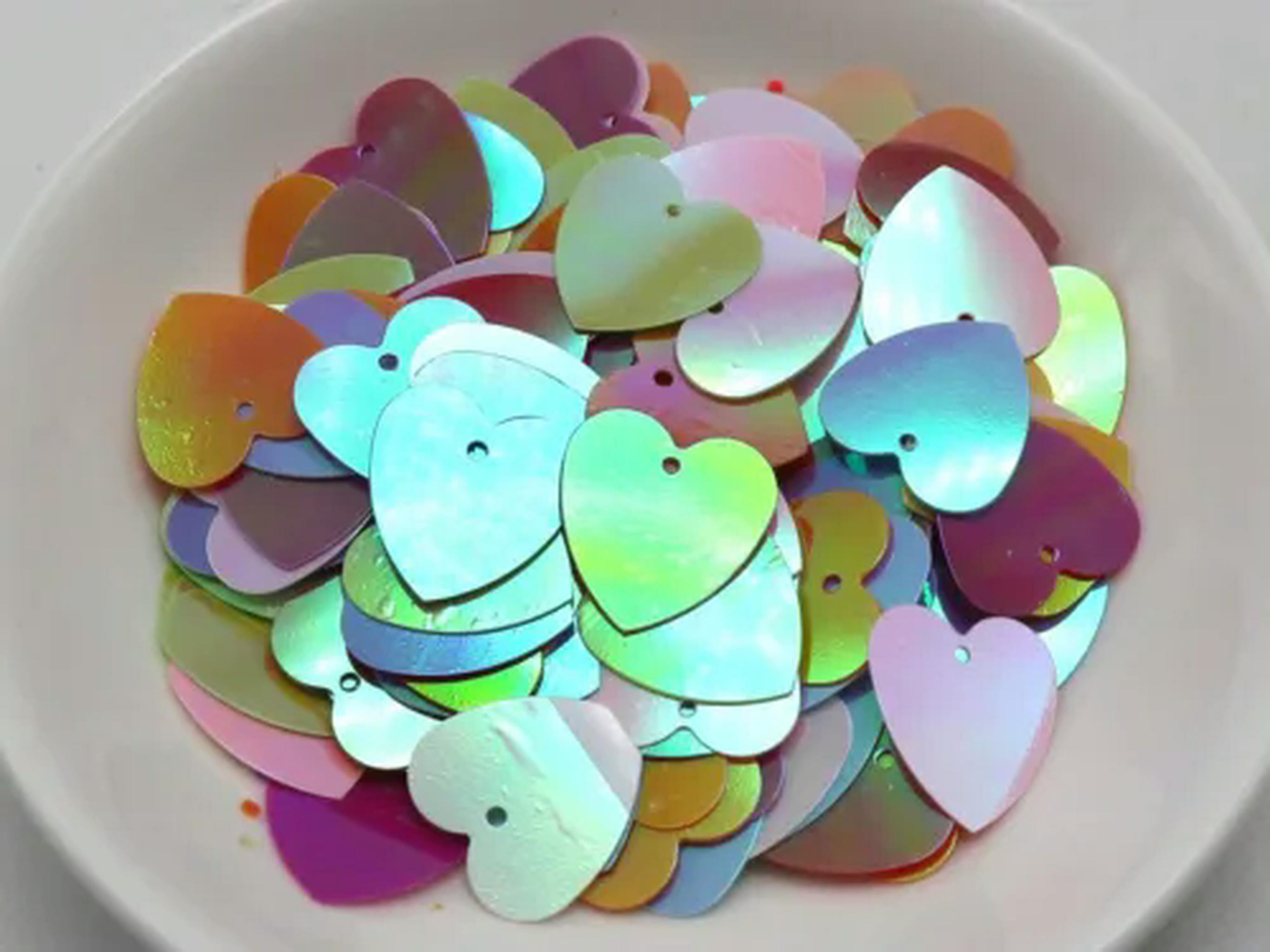U8MO 600 Flat Heart loose sequins Paillettes 16mm Top Hole sewing ...
