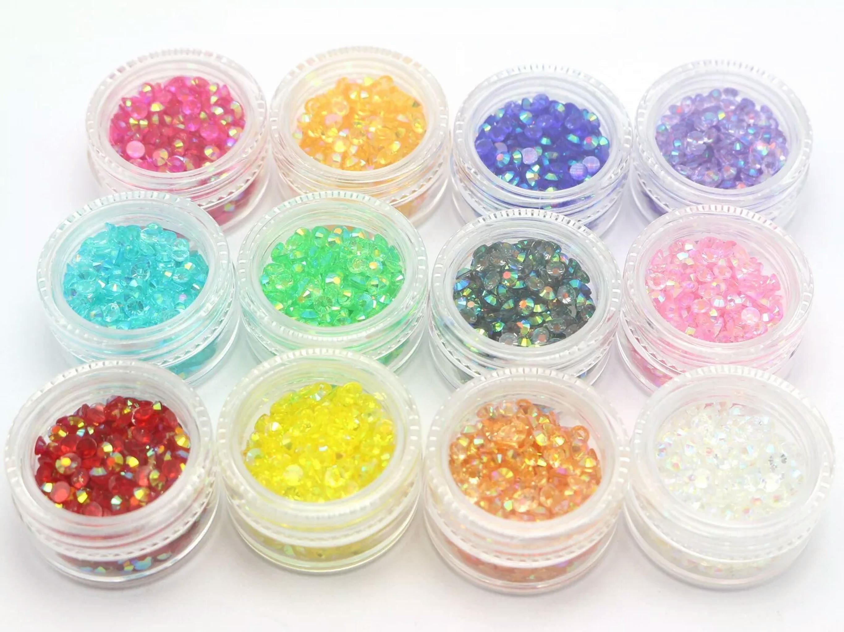 U8MO 6000 Transparent AB Acrylic Round Flatback Rhinestone Gems 3mm ...