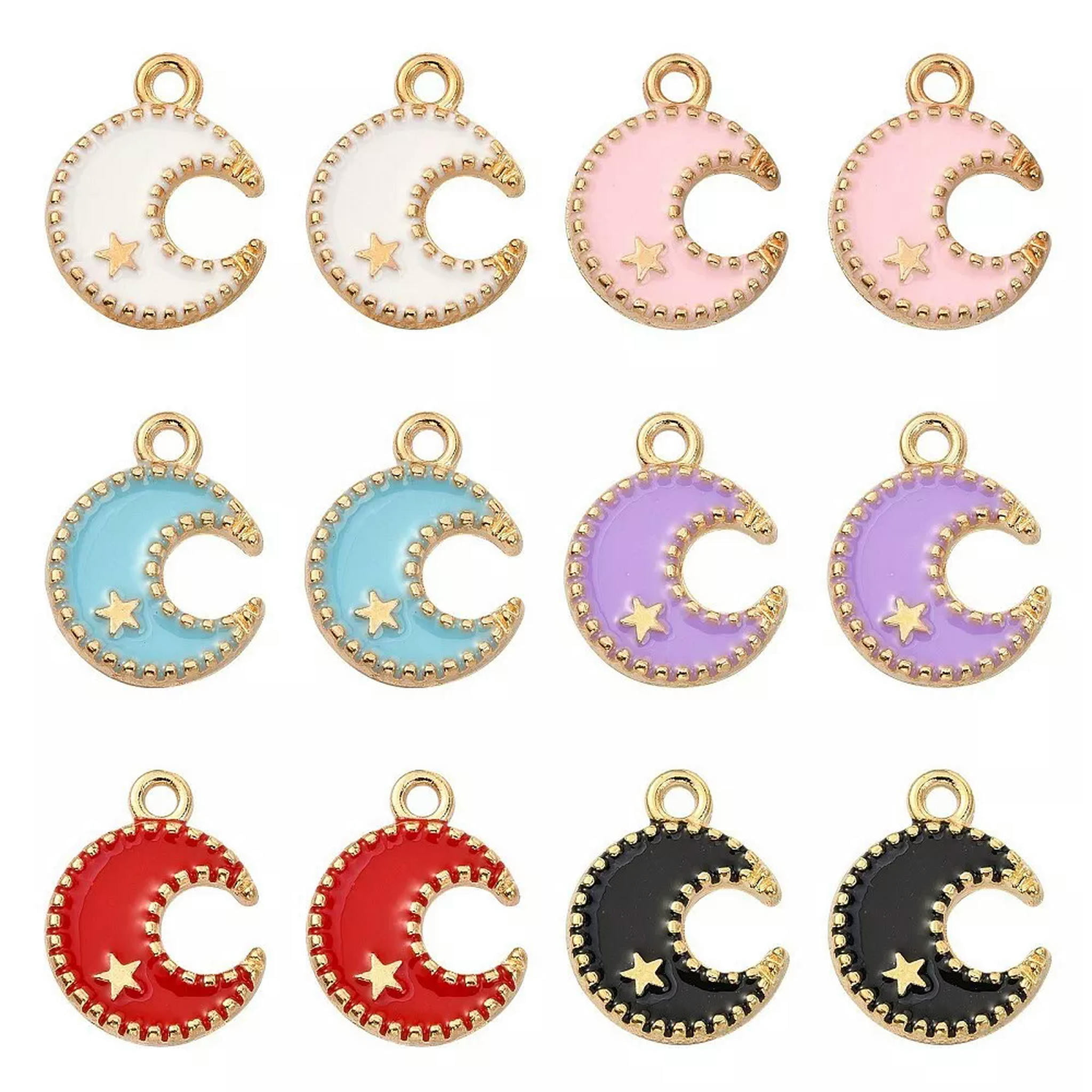 U8MO 60x Enamel Star Moon Charms Pendants for DIY Necklace Bracelet ...