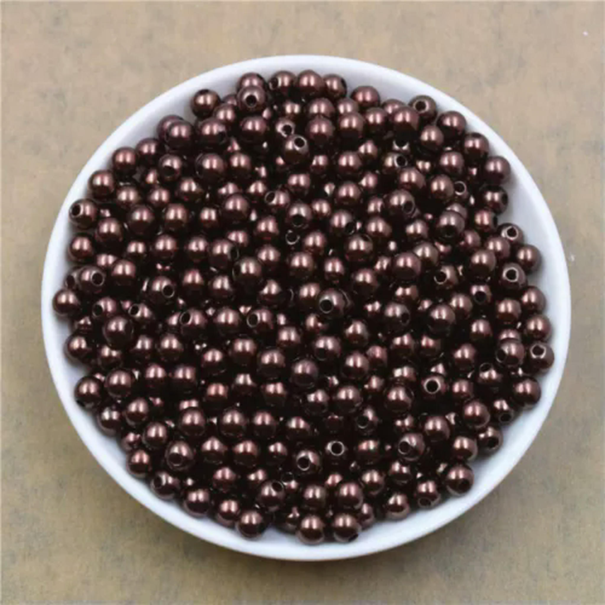 U8MO 6mm 8mm 20 Colors 100PC Pearl Spacer Beads Craft ABS Plastic Loose Beads DIY-8mm-coffee ...