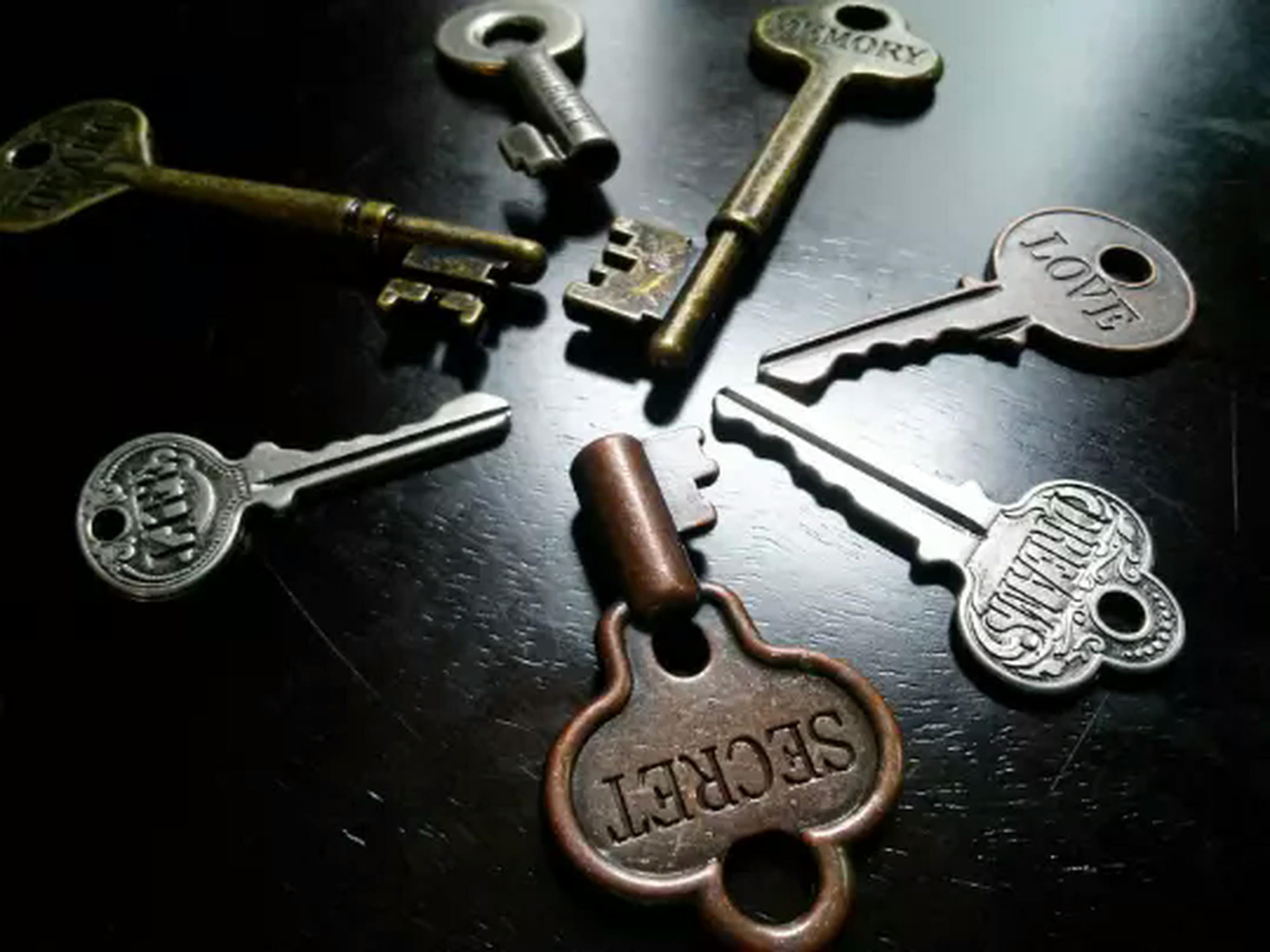 U8MO 7 Large Skeleton Key Pendants Assorted Lot Steampunk Keys with ...