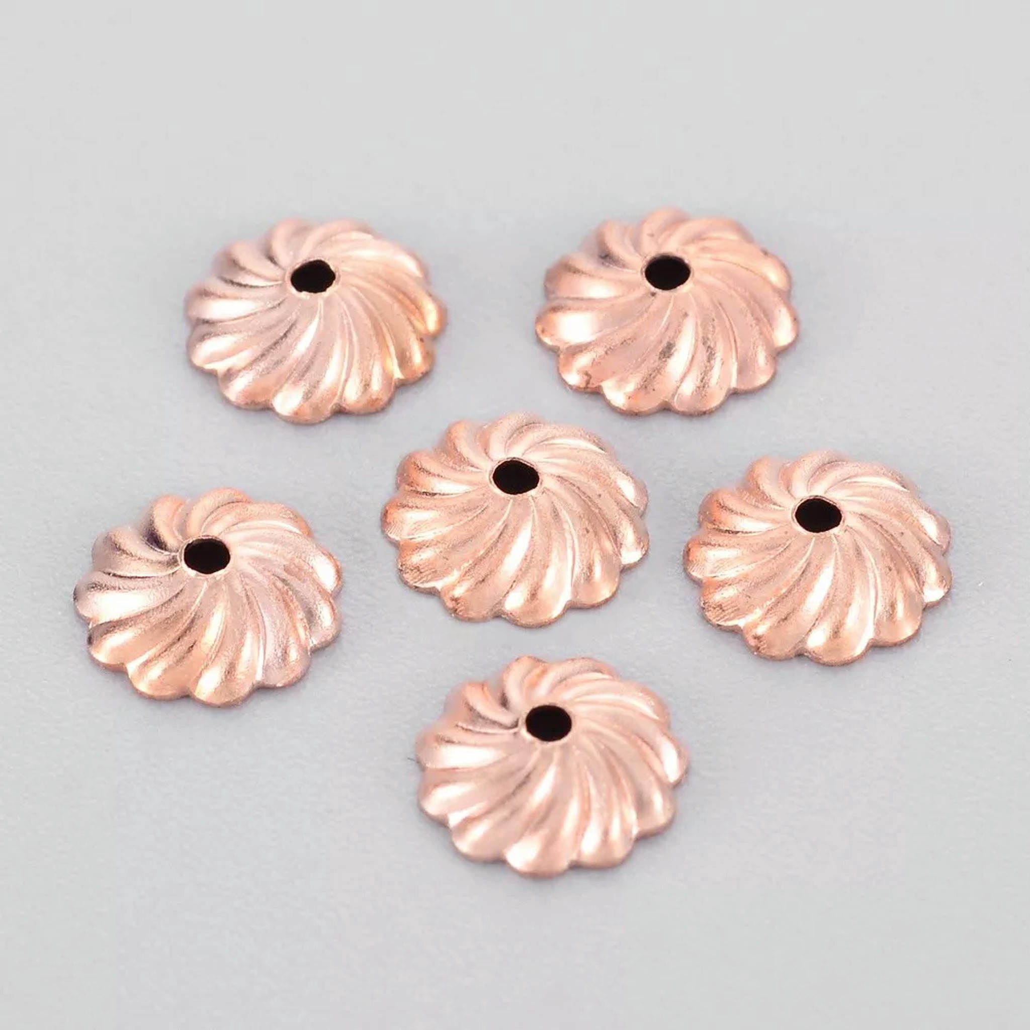 U8MO 90pcs/10g Rose Gold Brass Flower Bead Caps More-Petal Bumpy ...