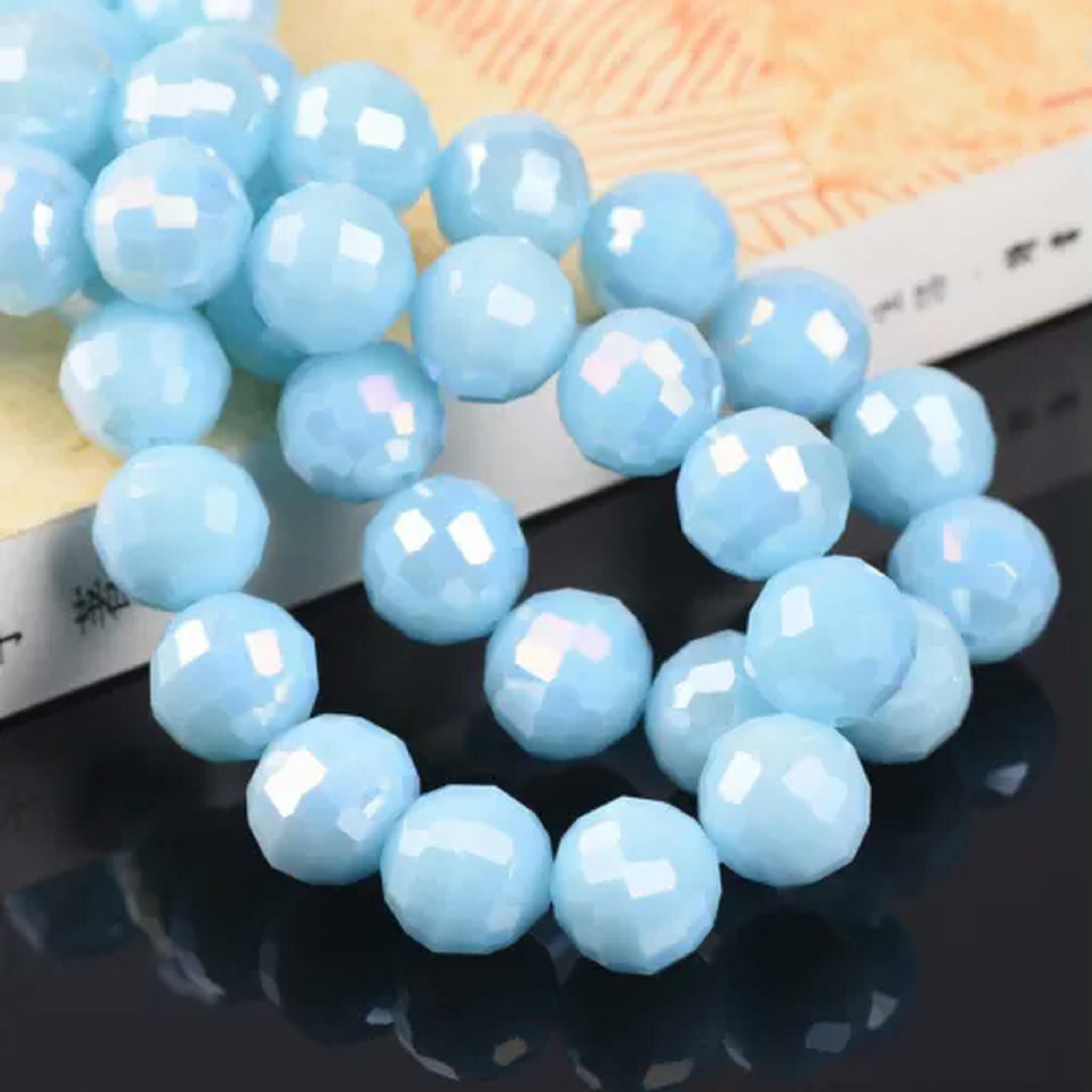 U8MO AB Plated Round Disco Ball 6mm 8mm 10mm 12mm 96 Facets Crystal Glass Loose Beads-Jade Lake ...