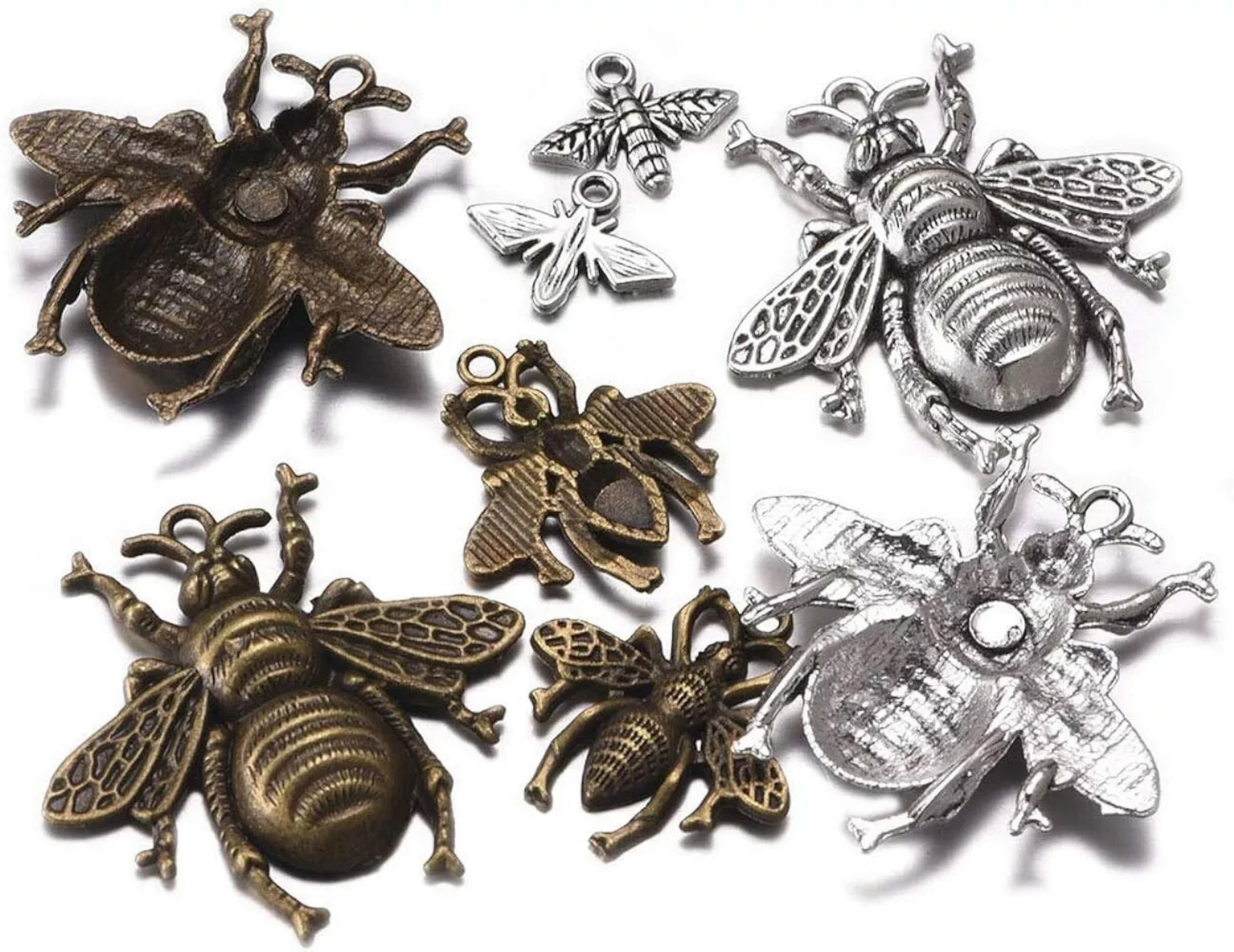 U8MO Bee Charms Pendants Bumblebee Charms Bronze Silver Assorted Set ...