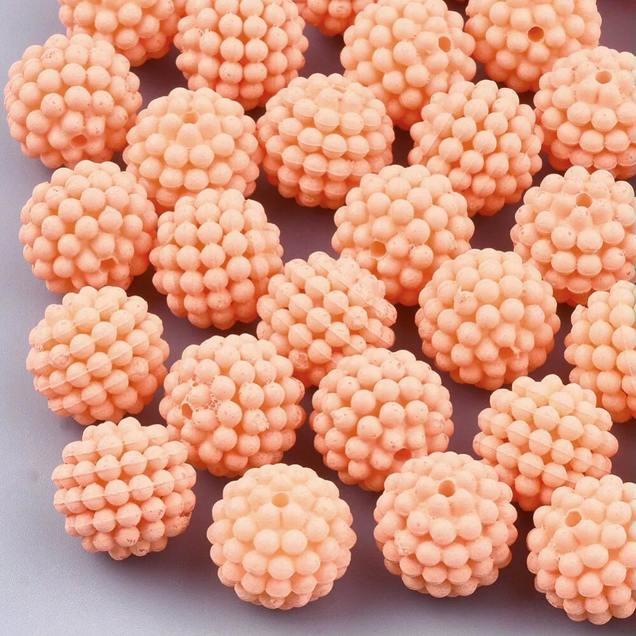 U8MO Berry Beads Orange Bumpy Rubberized Acrylic Raspberry 12mm ...