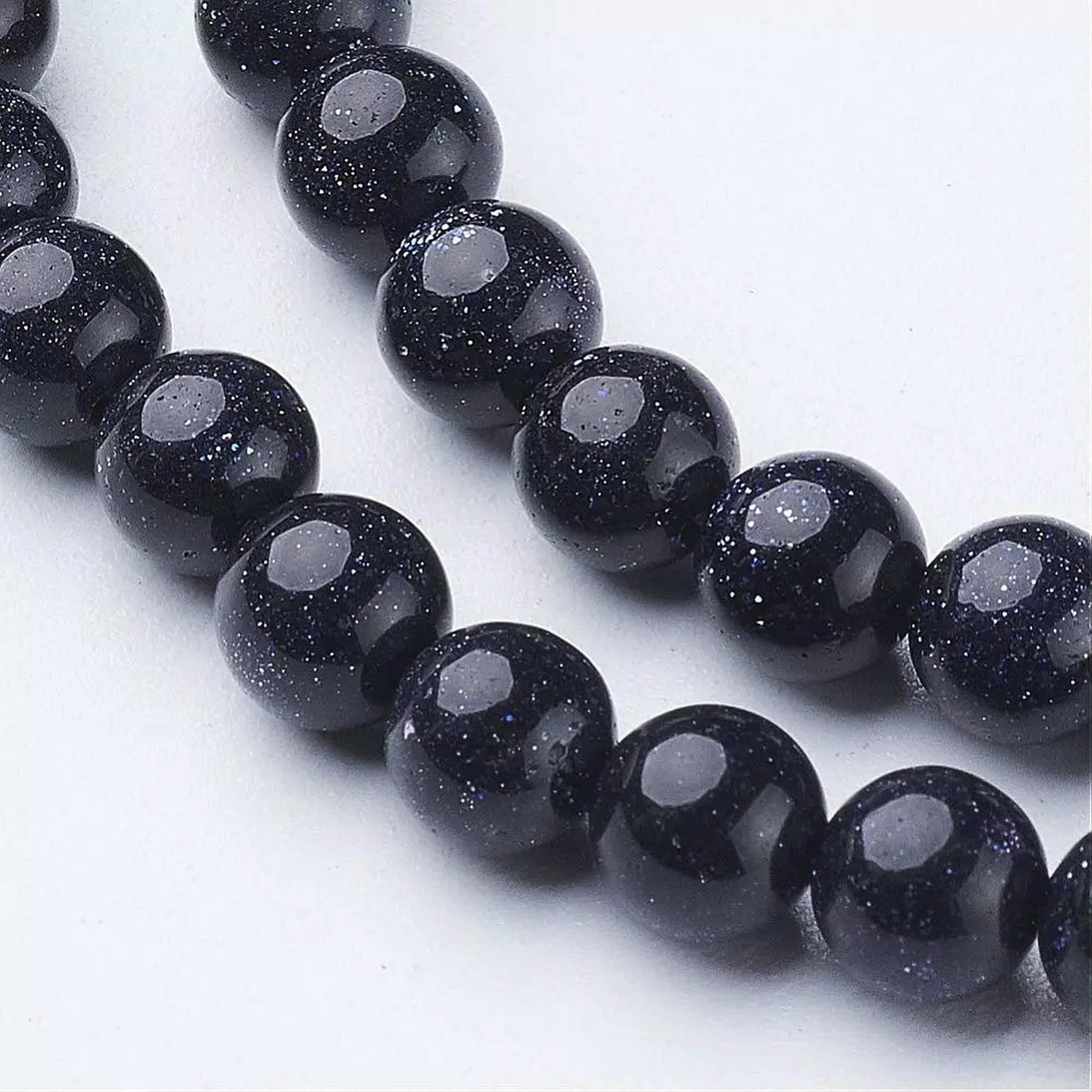 U8MO Blue Sandstone Beads Sparkly Navy Goldstone Gemstones 6mm Sparkle ...