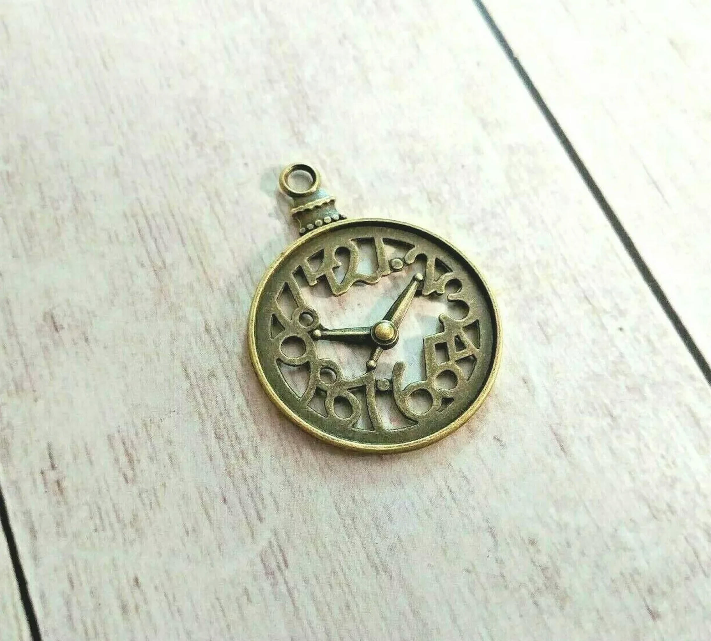 U8MO Clock Charm Pendant Antiqued Bronze Steampunk Open Pocket Watch ...