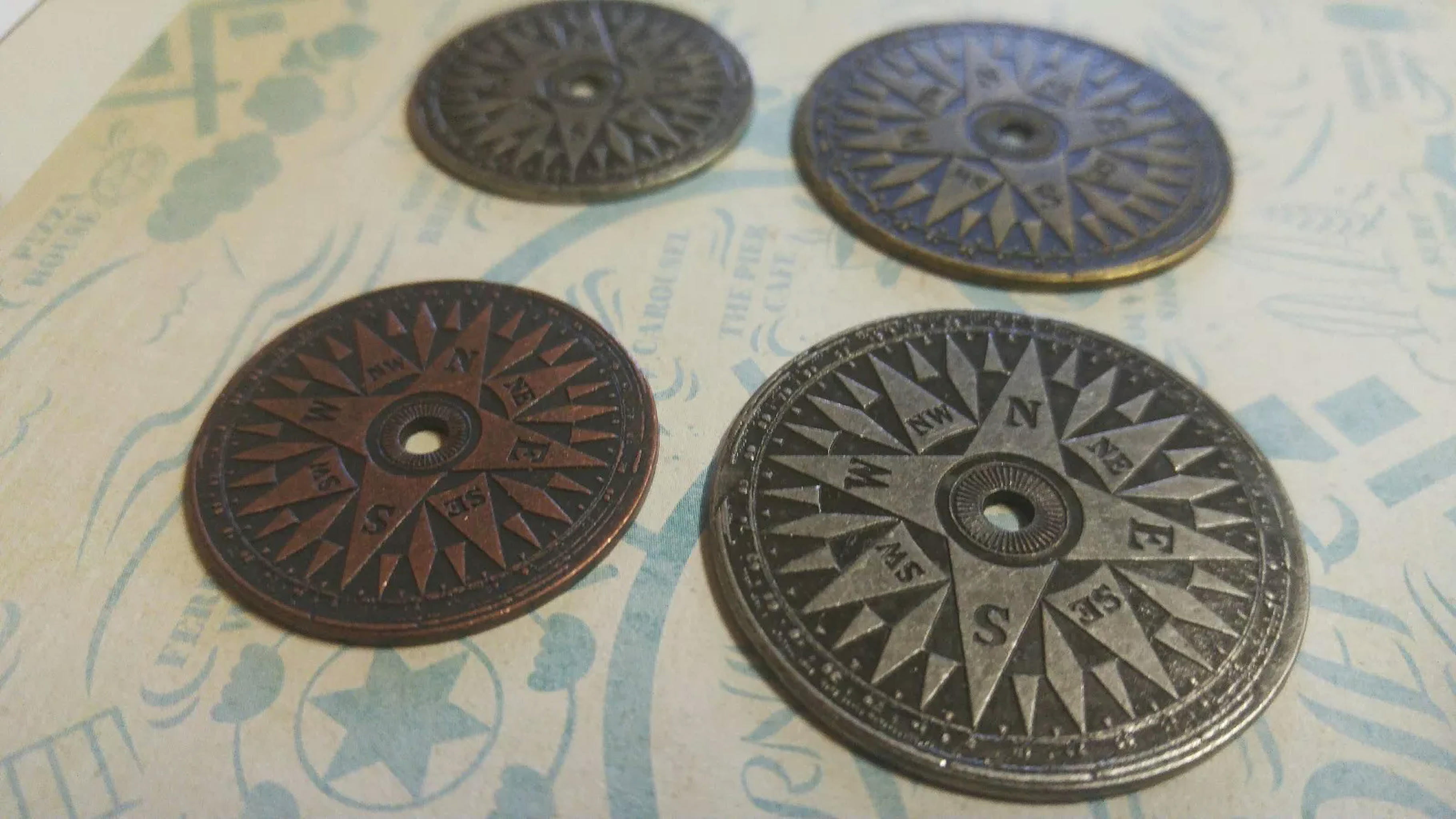 U8MO Compass Pendants Compass Coins Antiqued Silver Bronze Copper ...