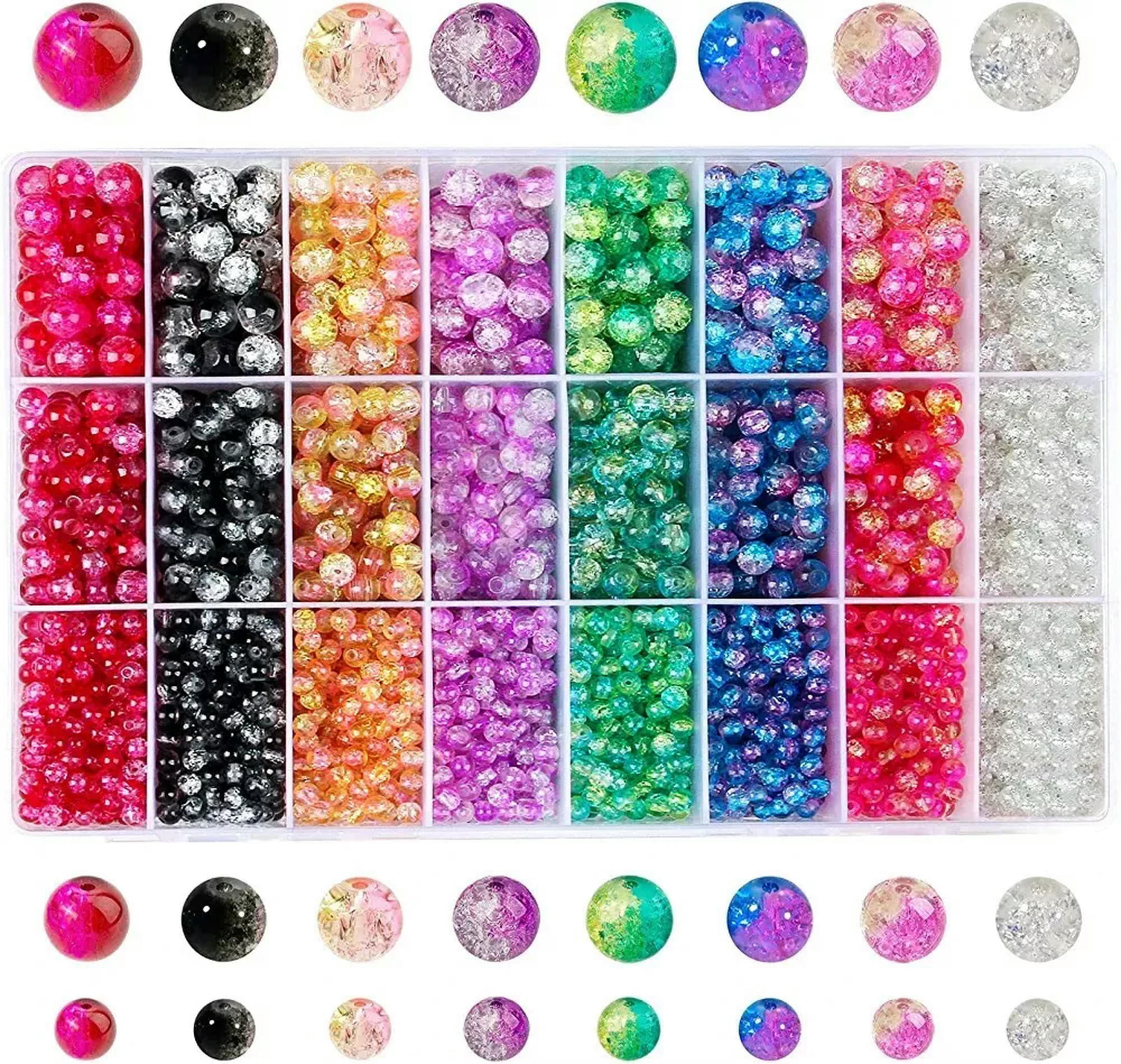 U8MO Crackle Glass Beads Assorted Lot Mixed Colors Bulk Jewelry ...