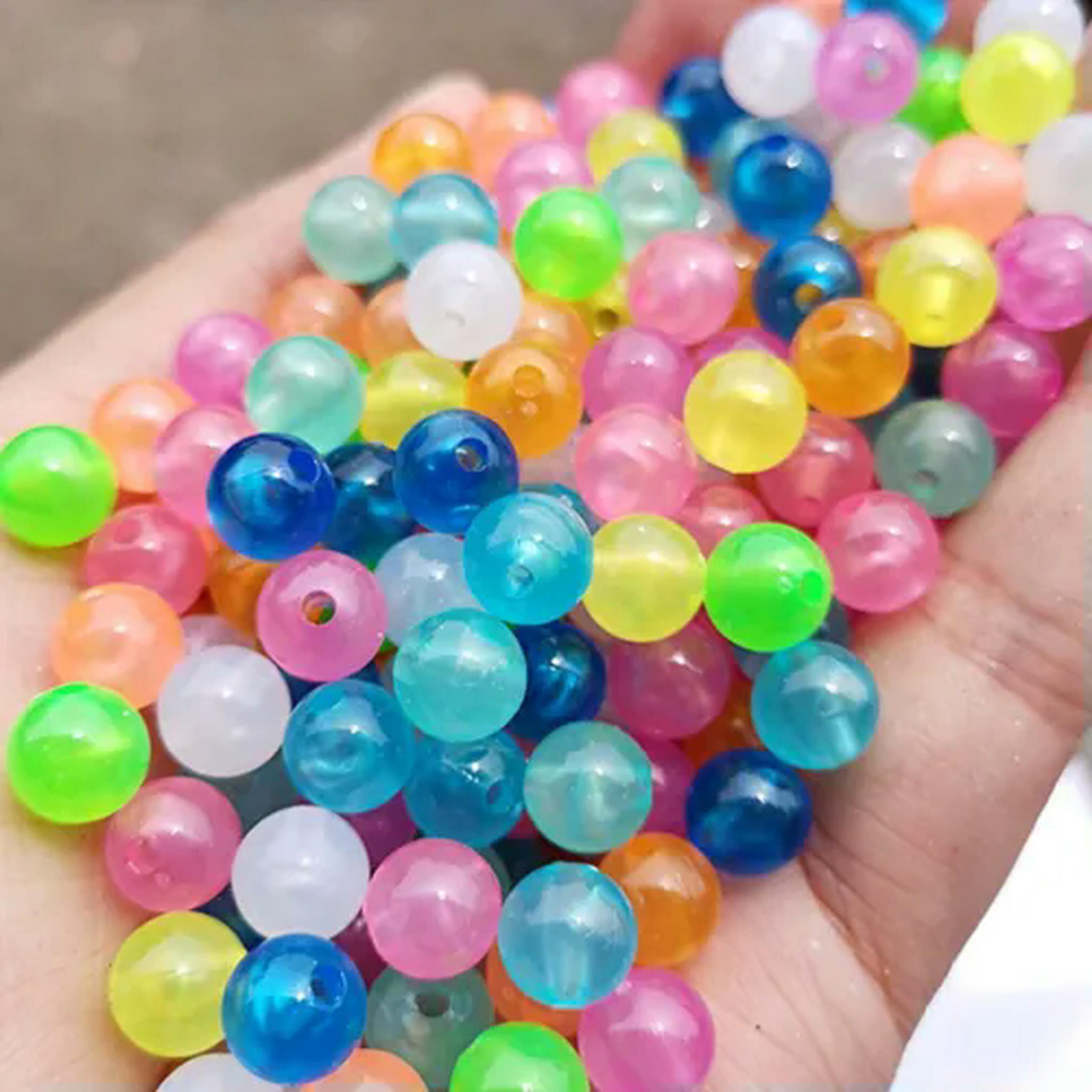 U8MO Craft DIY Acrylic Mixed Color Luminous Round Beads Glow In The ...