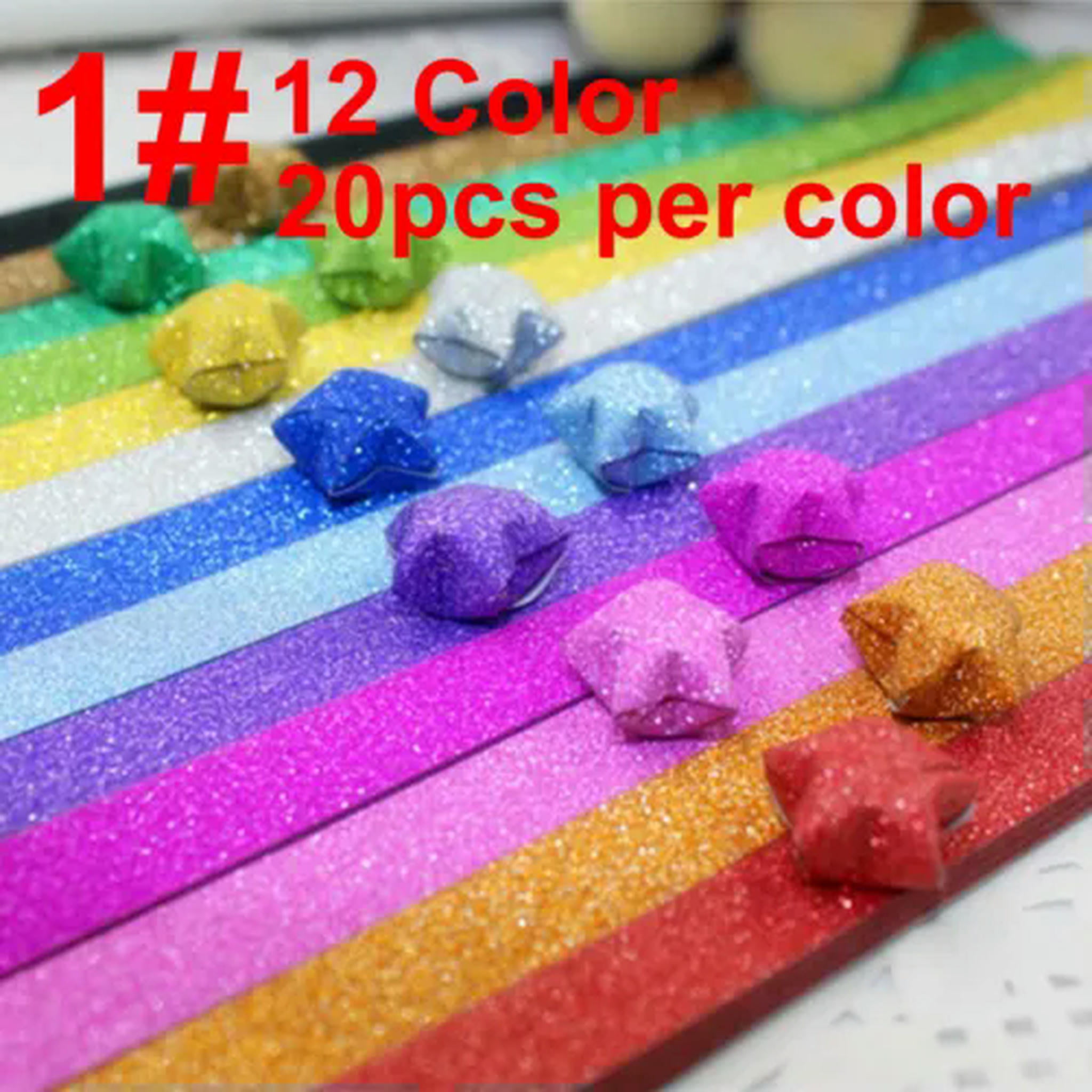 U8MO Craft DIY Glitter Folding Paper Lucky Wish Star Cute Origami Paper ...