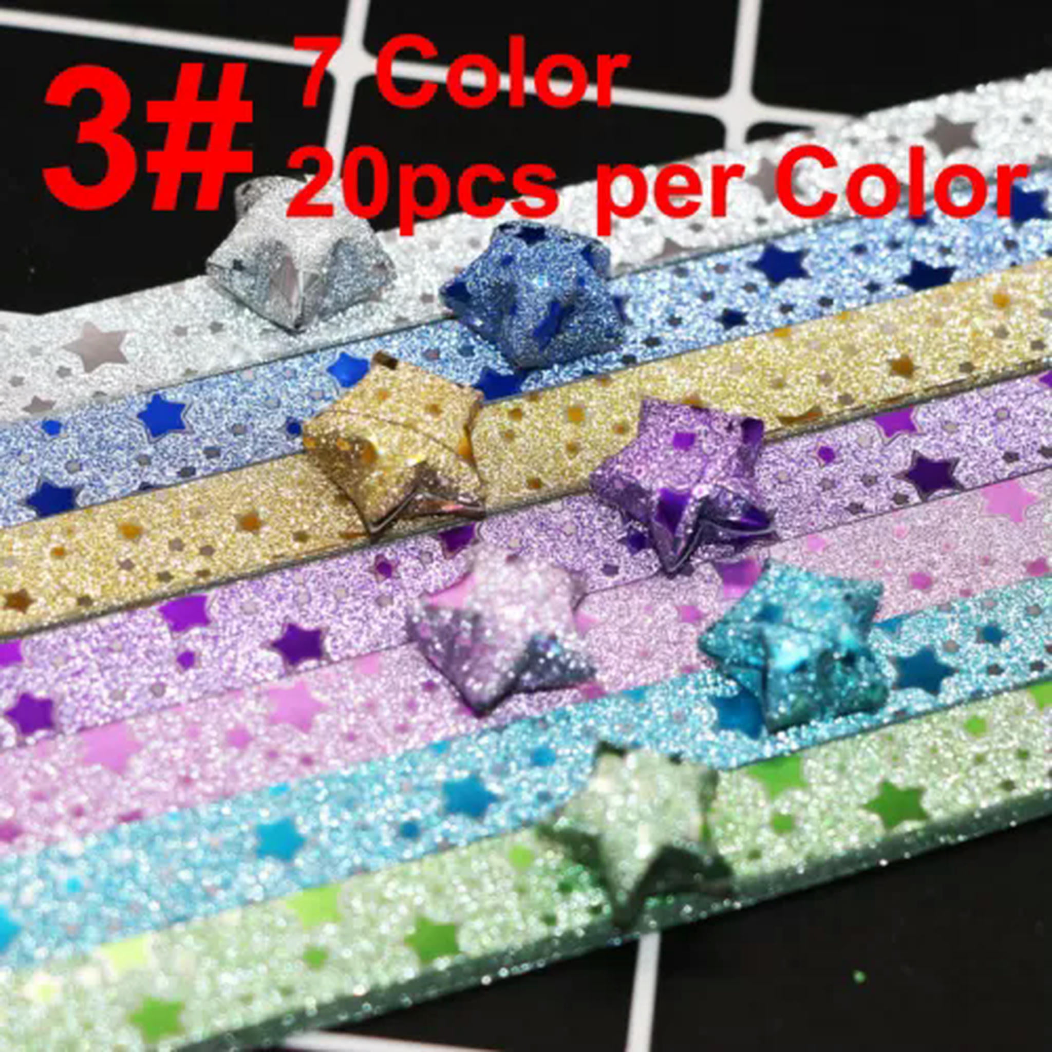 U8MO Craft DIY Glitter Folding Paper Lucky Wish Star Cute Origami Paper ...