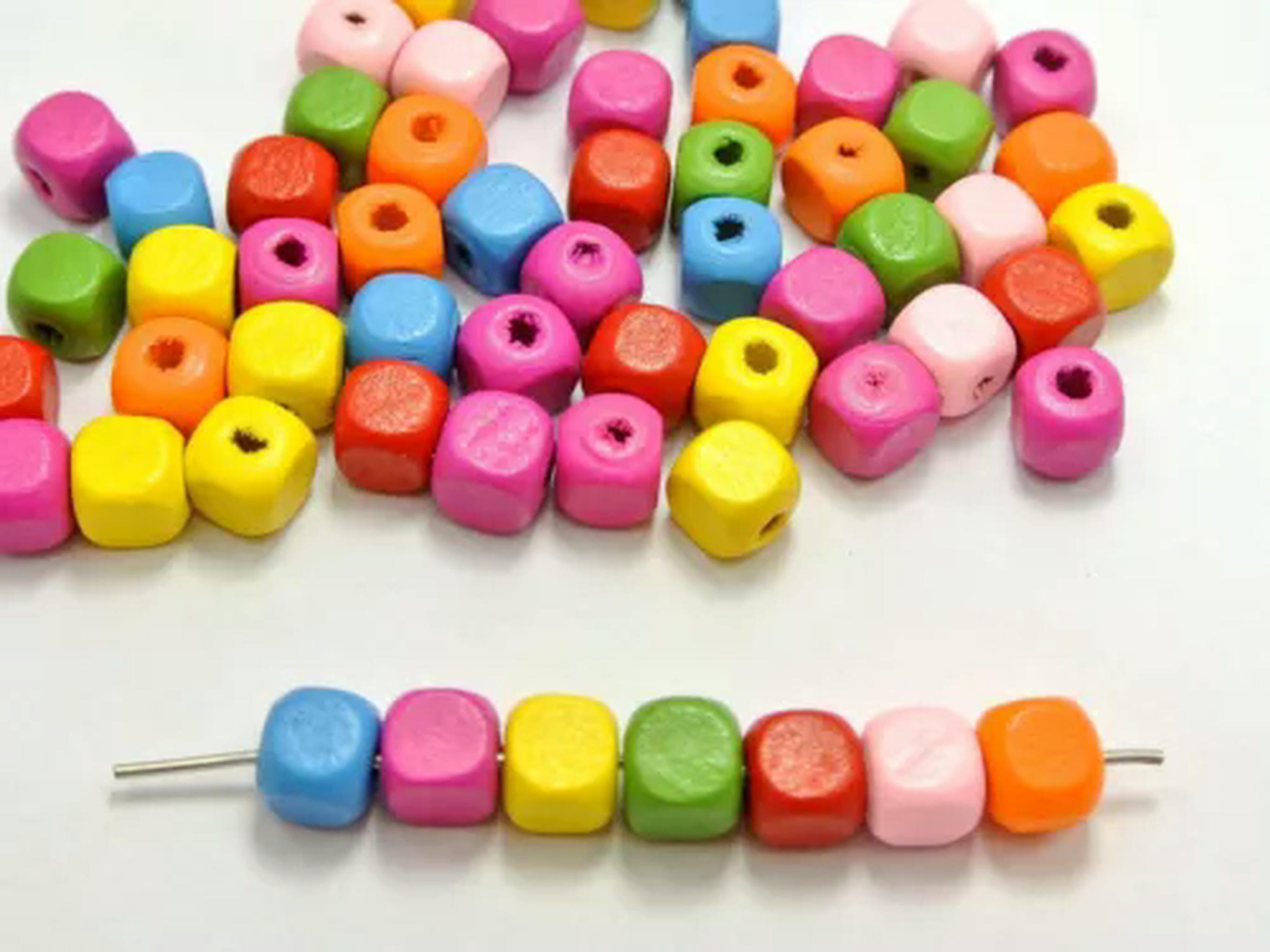 U8MO Craft DIY Mixed Bright Candy Colour Wood Beads Spacer Various ...