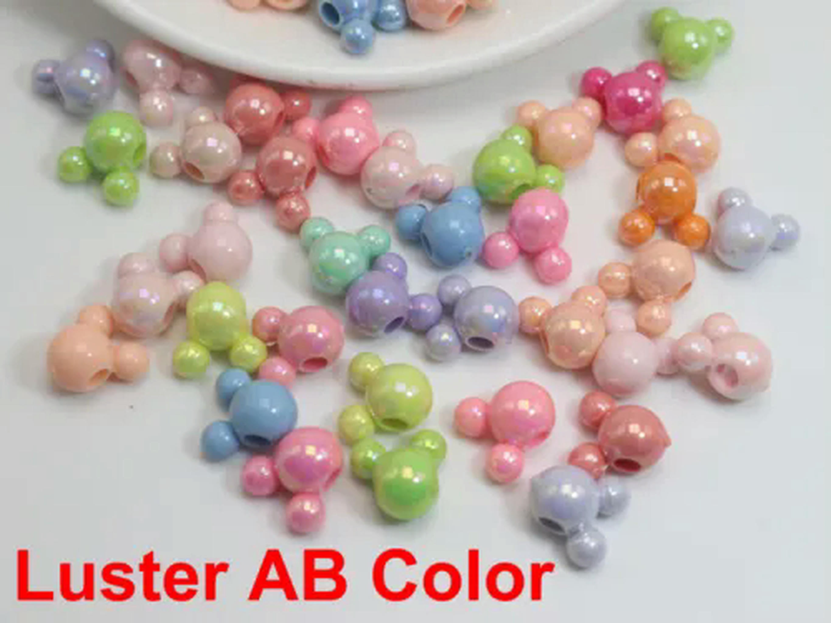 U8MO Craft DIY Mixed Pastel Color Acrylic Mouse Face Beads 8mm 10mm ...