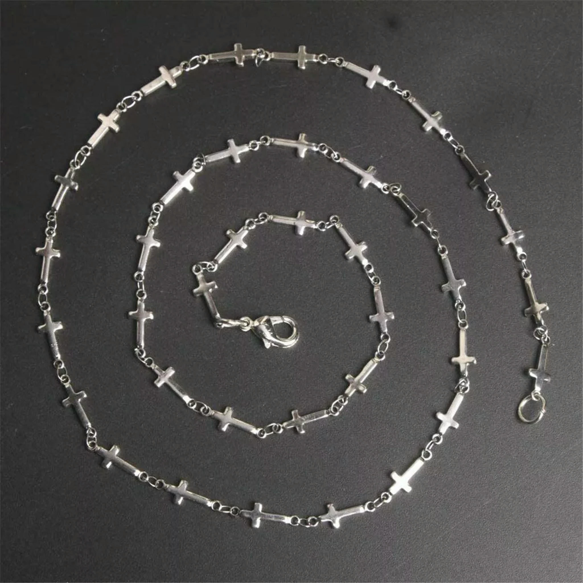 U8MO Cross Link Necklace Chain Silver Stainless Steel 17" Religious ...