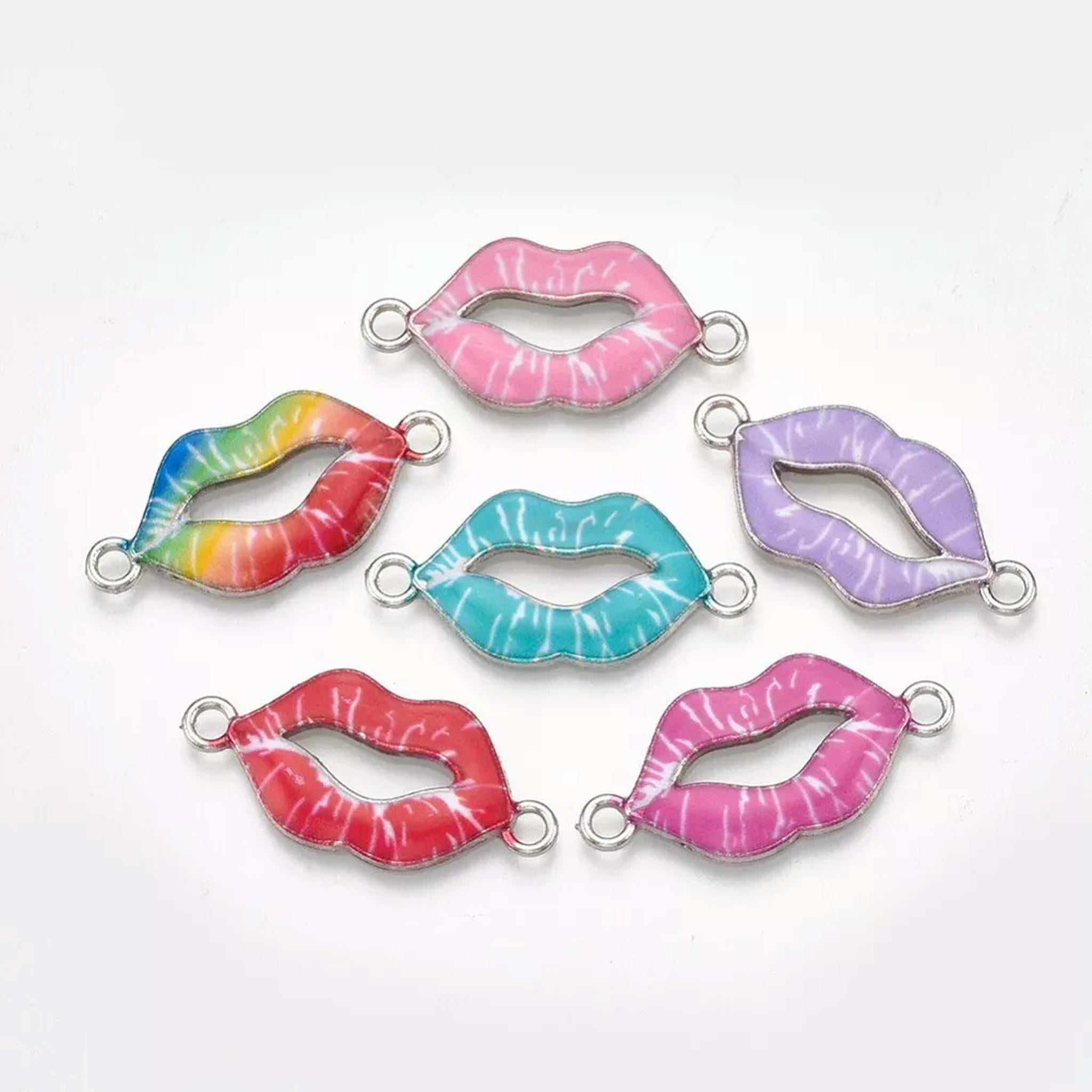 U8MO Enamel Link Charms Lips Lipstick Kiss Jewelry Making Connectors ...