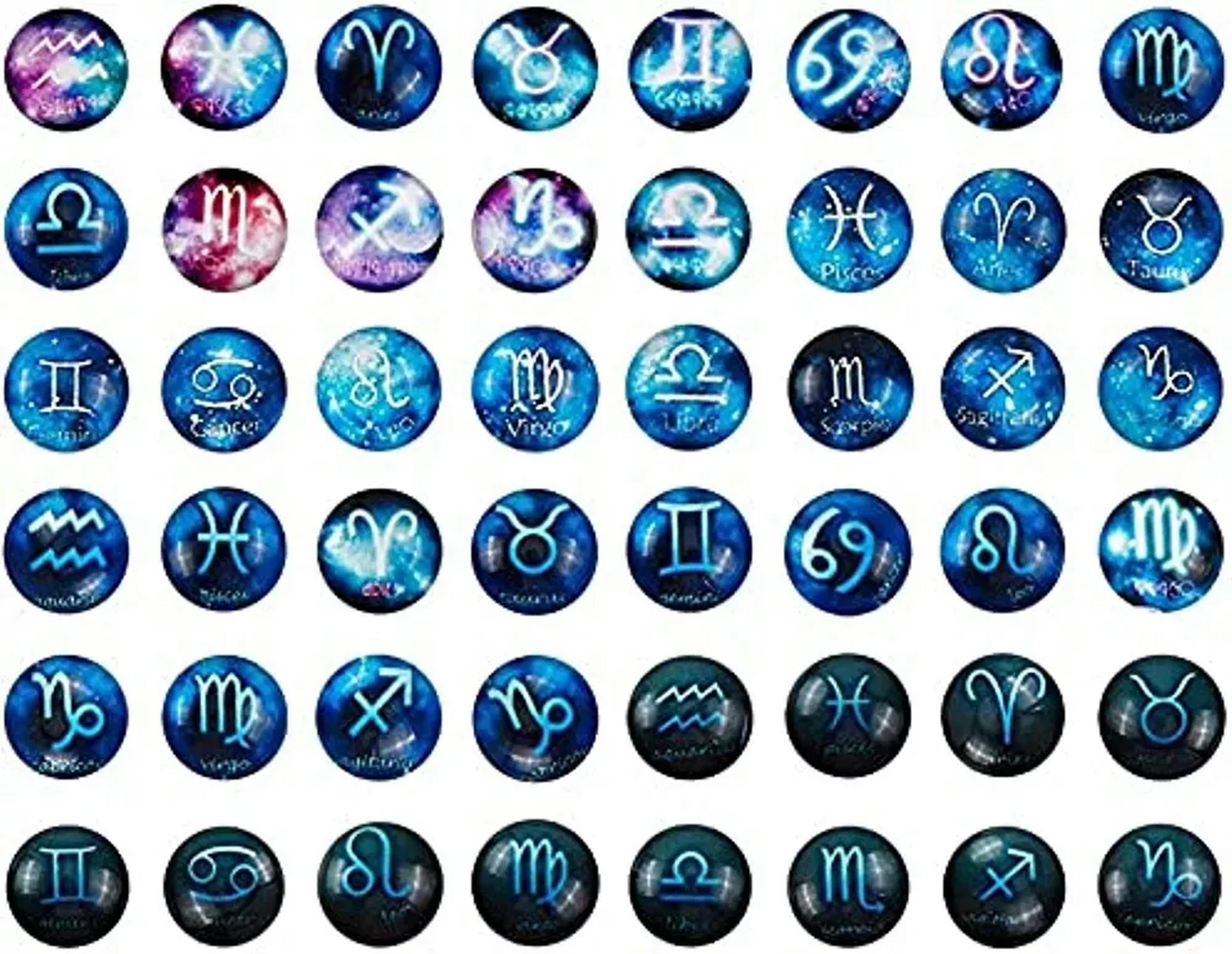 U8MO Glass Cabochons 12mm Round Flat Back Flatbacks Domed Zodiac ...