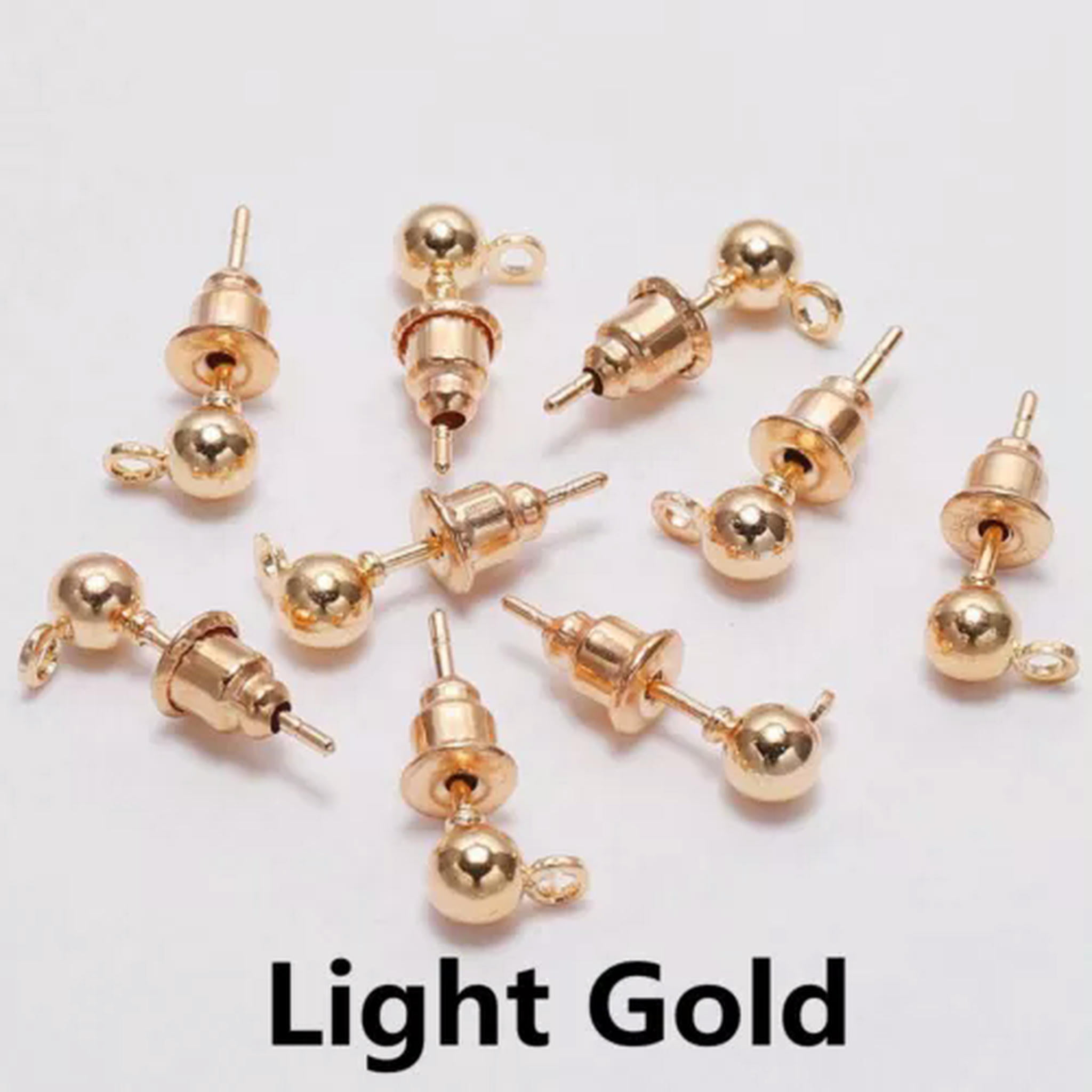 U8MO Metal 50pcs Ball Earring Post & Ear Safety Back Stopper Findings ...