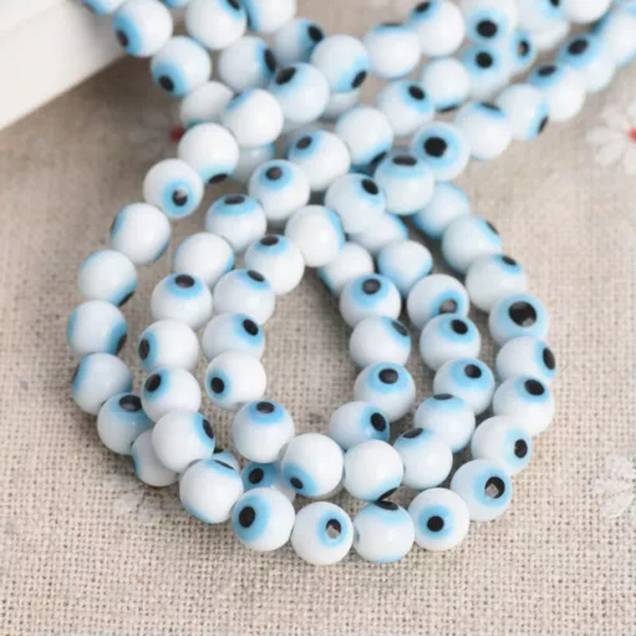 U8MO Round 6mm 8mm 10mm Evil Eye Pattern Handmade Millefiori Lampwork ...