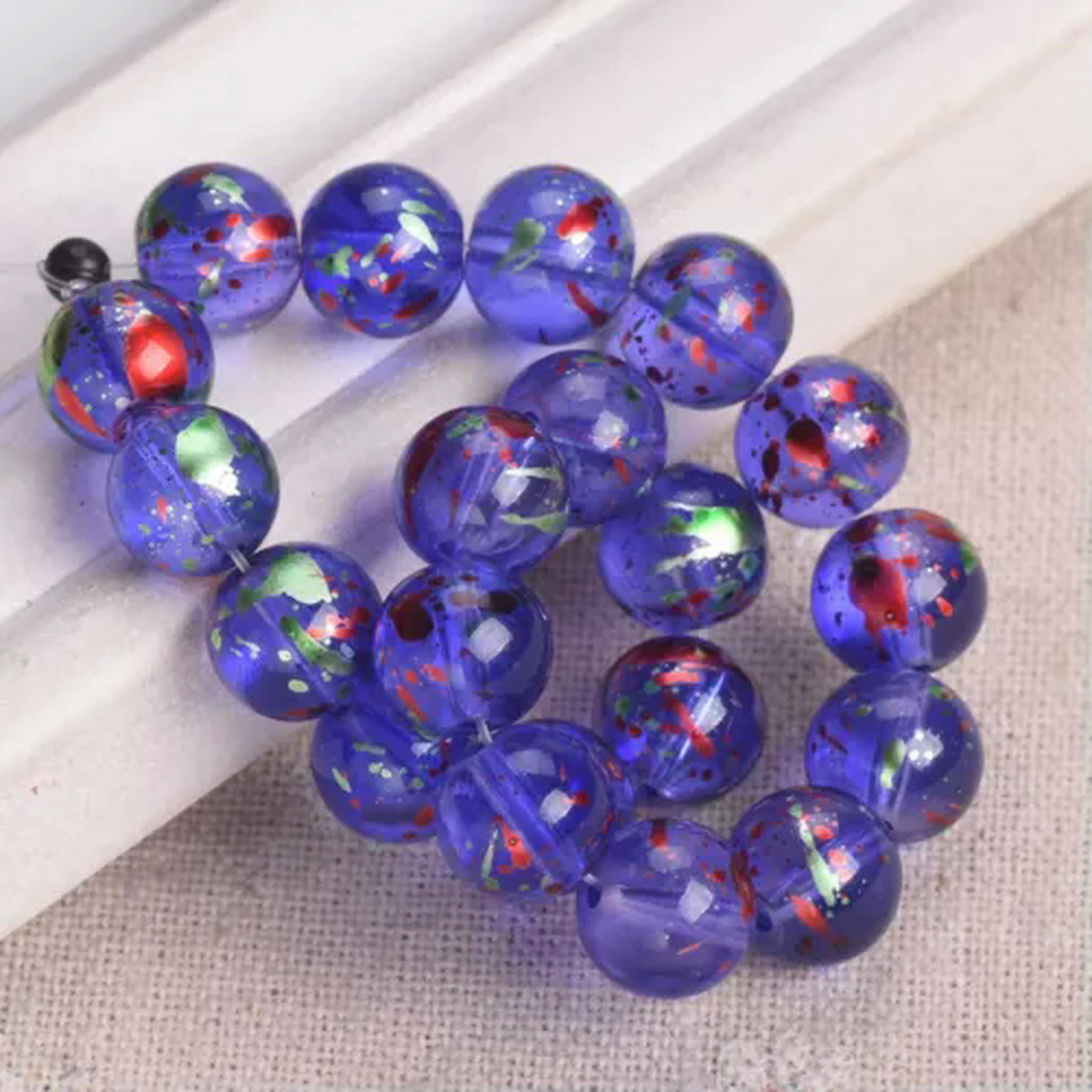 U8MO Round 6mm 8mm 10mm Shiny Patterns Crystal Glass Loose Beads For ...