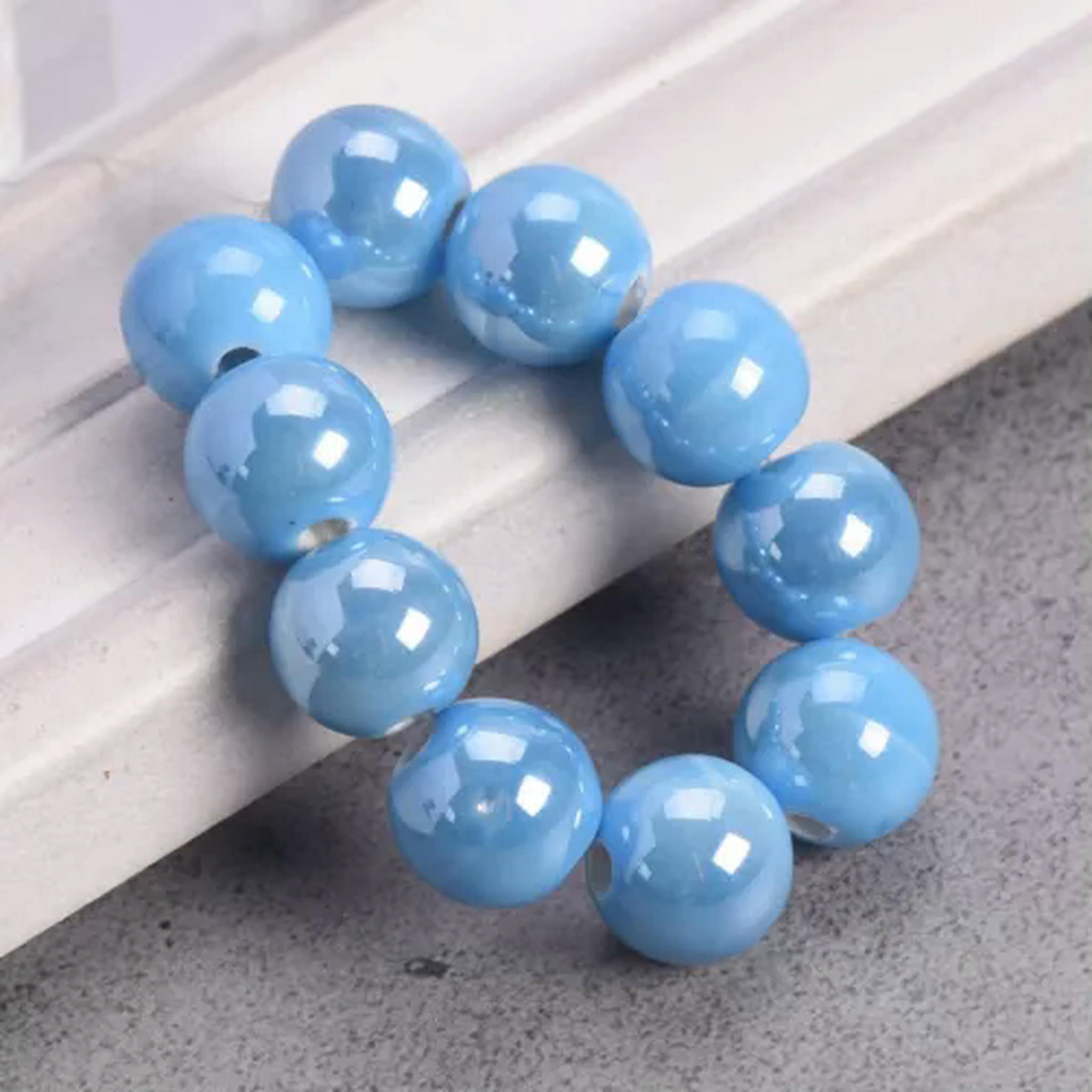 U8MO Round 8mm 10mm 12mm Shiny Glossy Ceramic Porcelain Loose Beads ...