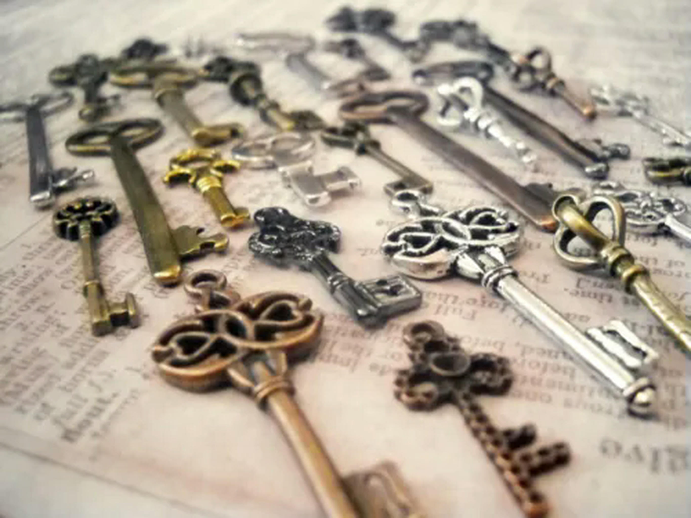 U8MO Steampunk Key Charms Pendants Skeleton Keys Assorted Bronze Silver ...