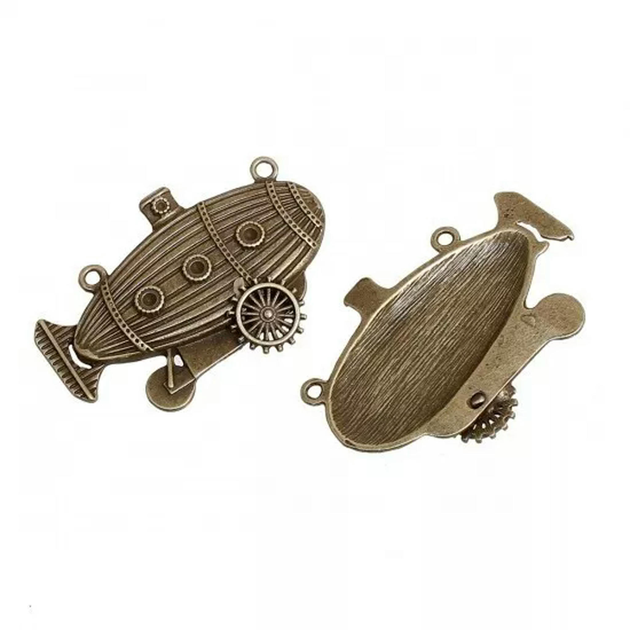 U8MO Steampunk Pendant Antiqued Bronze Submarine Charm Blimp Charm ...