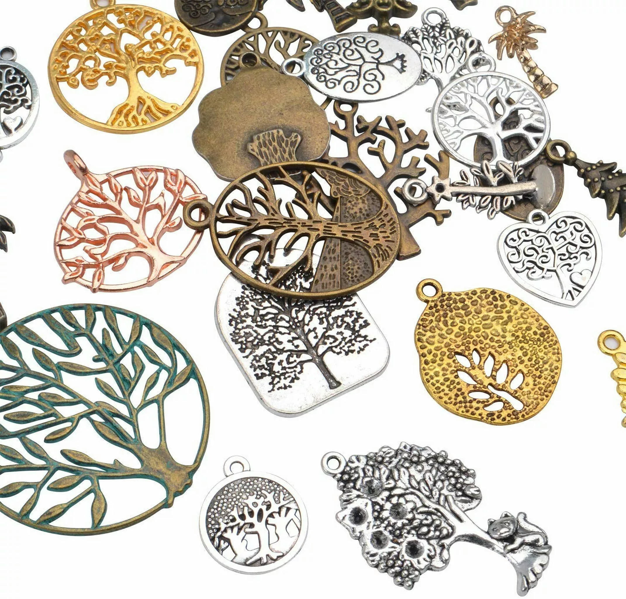 U8MO Tree of Life Charms Pendants Antiqued Gold Copper Bronze Silver ...