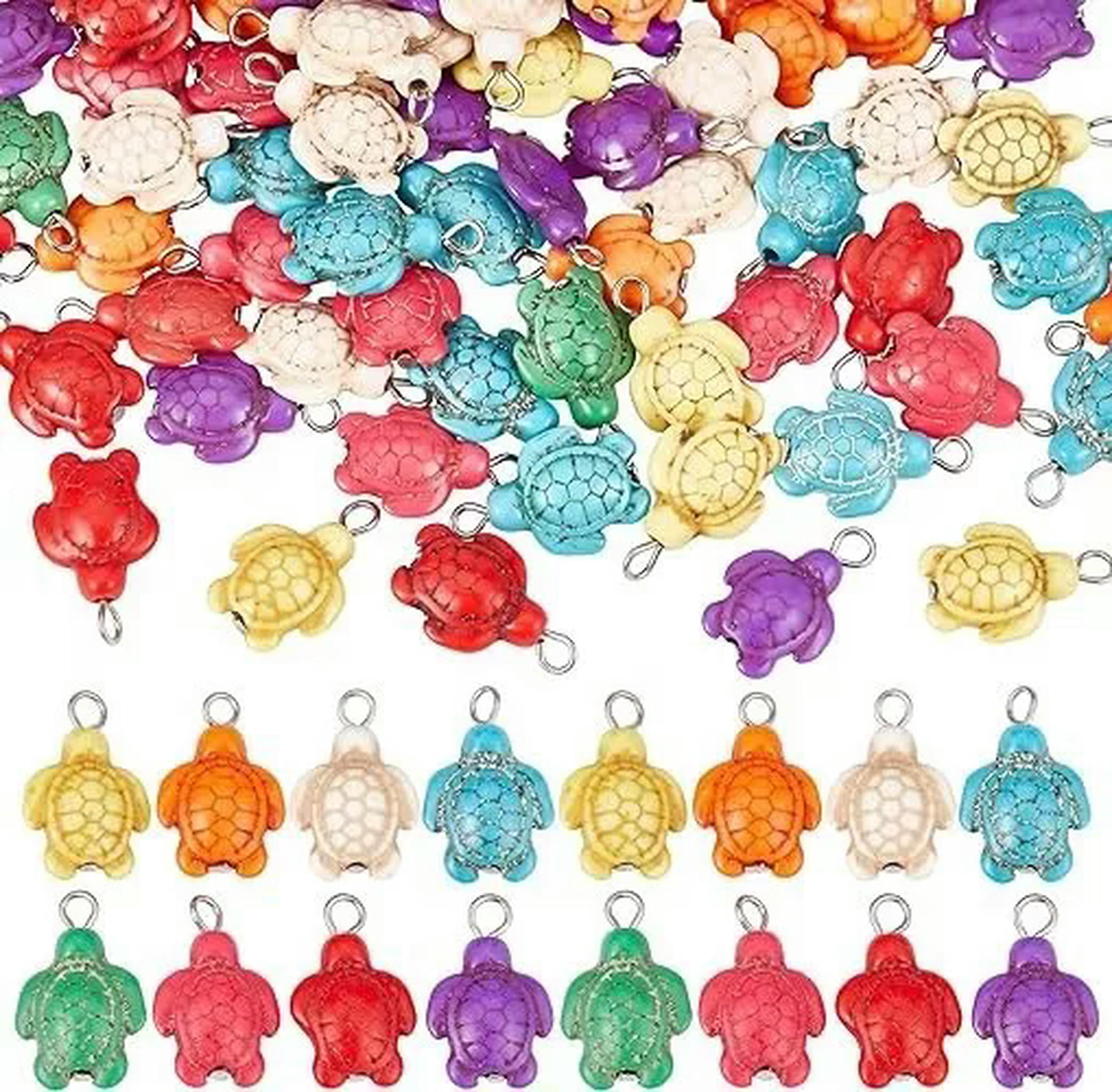 U8MO Turquoise Sea Turtle Charm 18mm Large Spacers Ocean Nautical ...