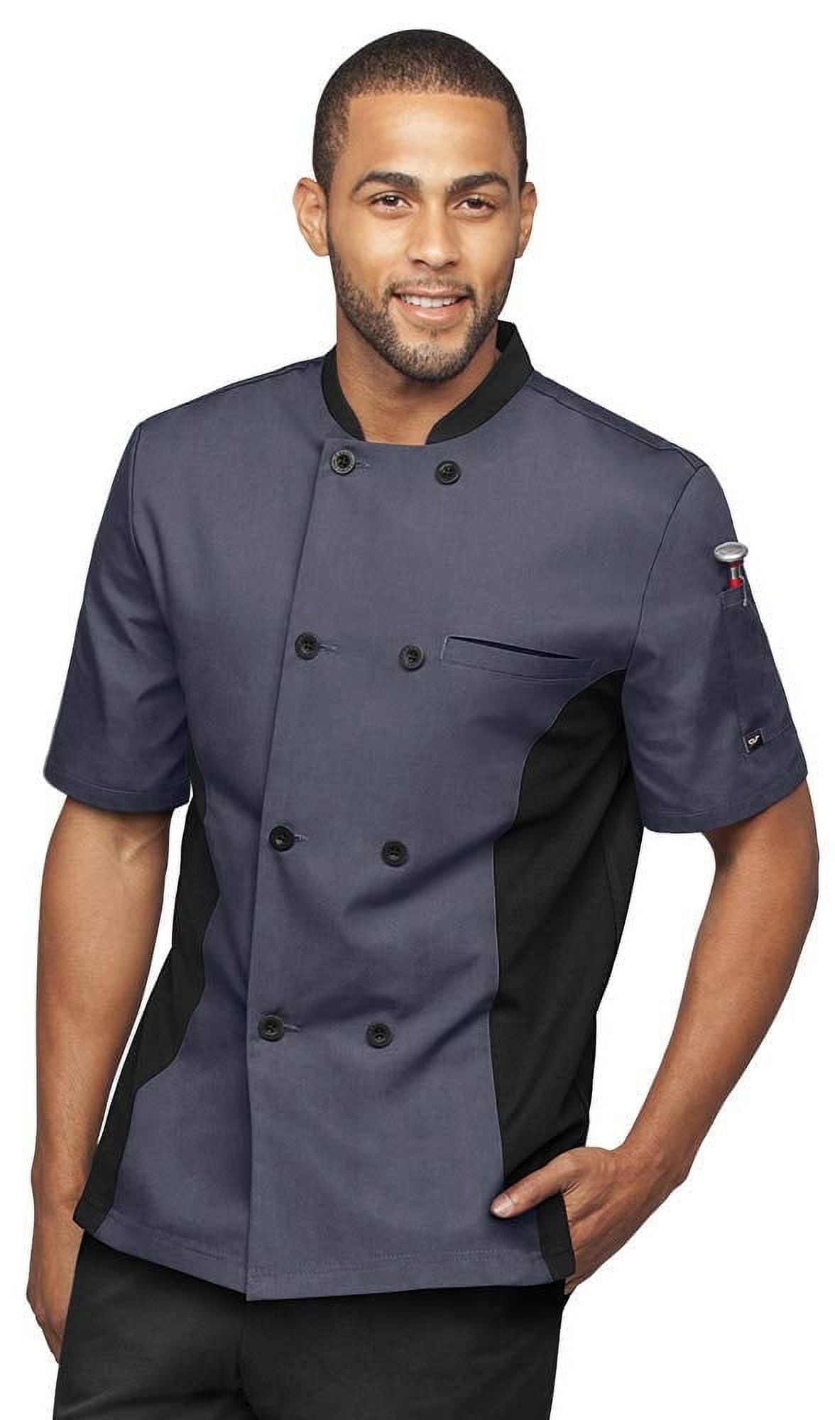 UA CHEF Men's Chef Coat with Mesh Side Panels (Granite/Black, XL ...