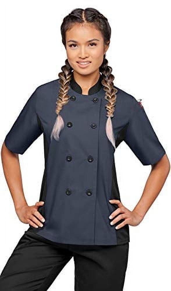 UA CHEF Women's Chef Coat with Mesh Side Panels (Granite/Black, 2X ...