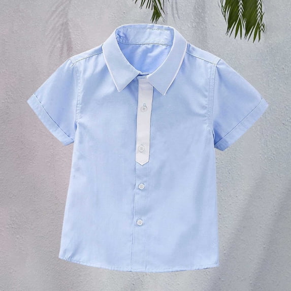 UACY Button Down Shirts for Boys Girls Short Sleeve Tops Casual Formal ...