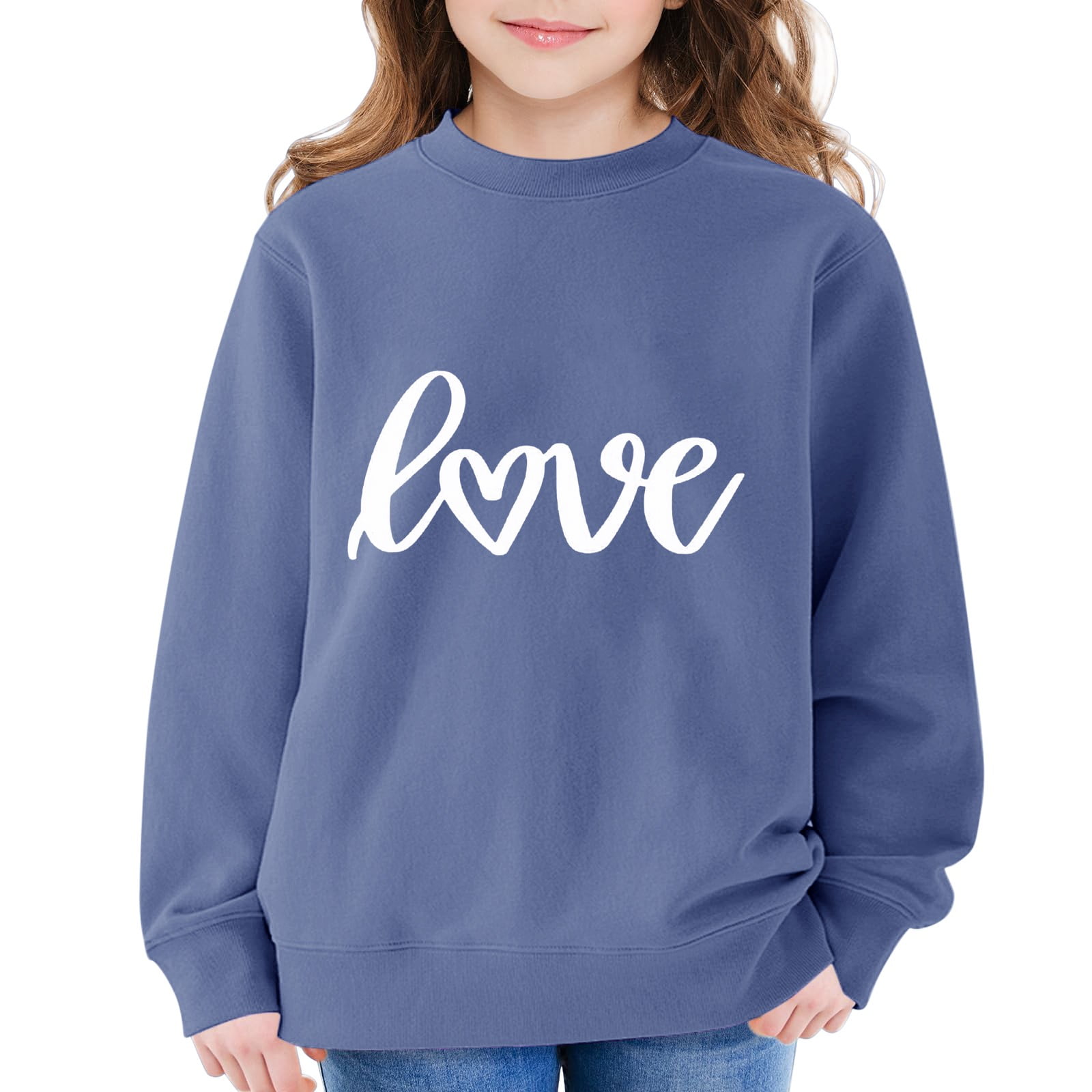 UACY Girls Oversized Heart Sweatshirts Long Sleeve Crewneck Sweater ...