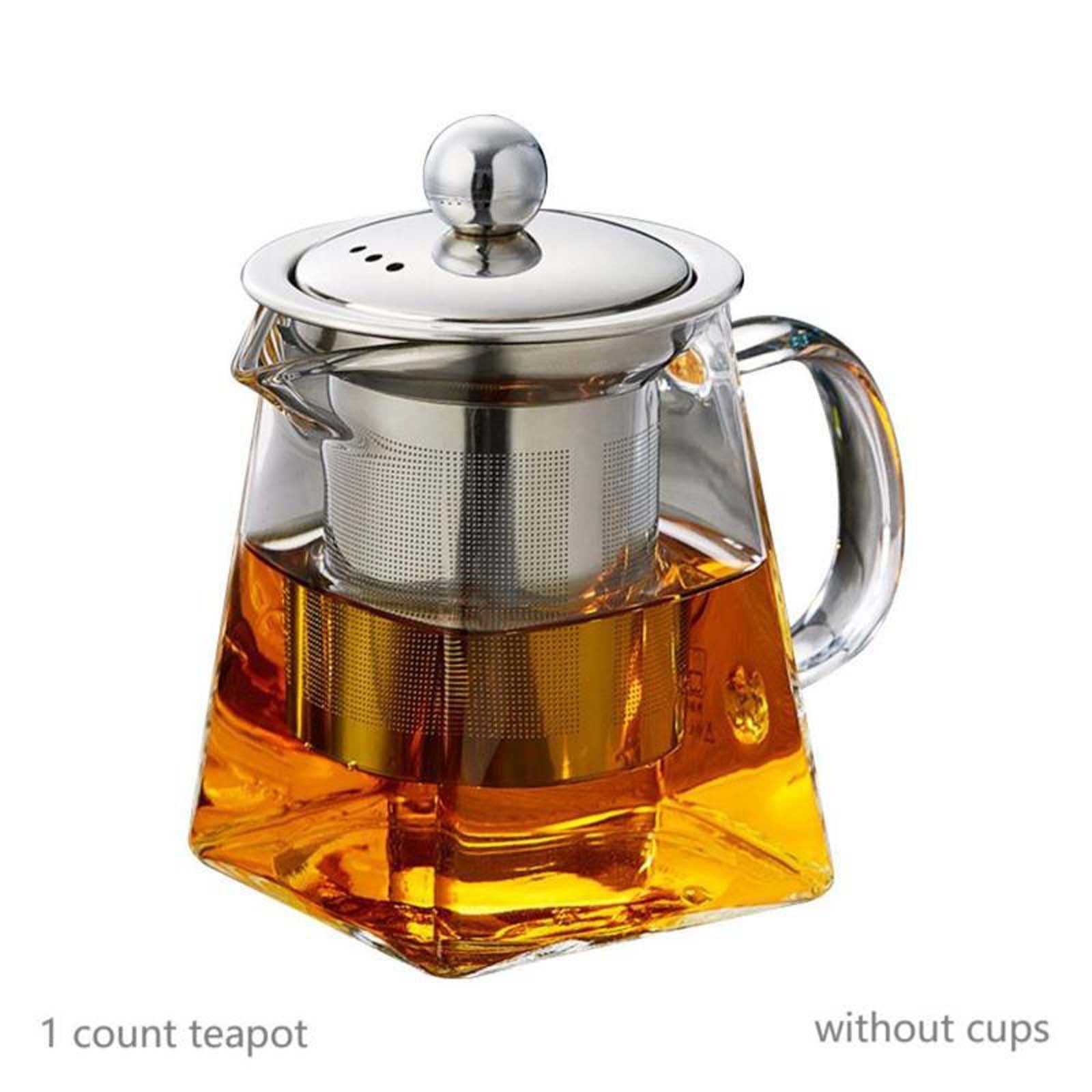 UADFR Glass Tea Set 1 Piece Stainless Filter Infusion Tea Kettle With ...