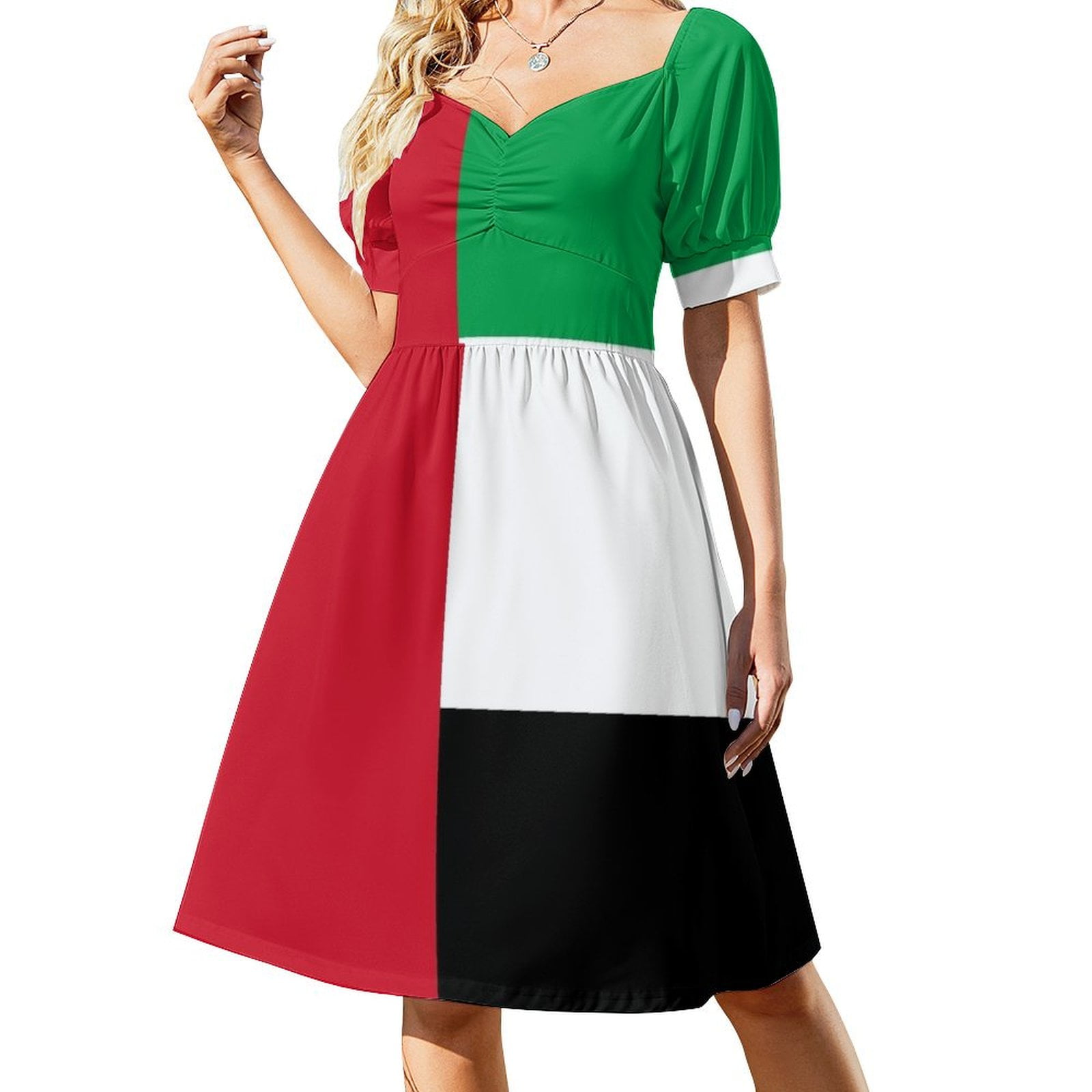 UAE Flag Short-Sleeved Dress Women's long dress Women's summer suit ...