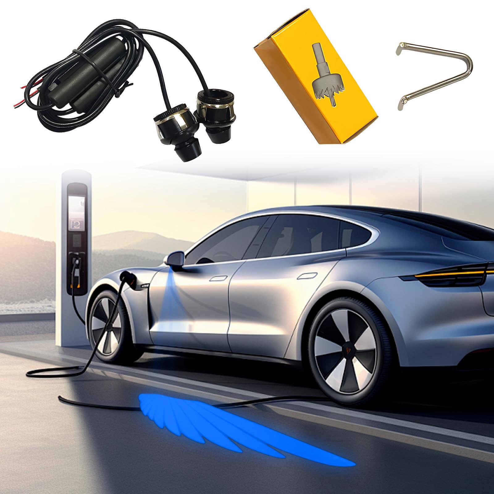 UAEBM Car Rearview Mirror Welcome Light - Wing Angel Projection Carpet ...